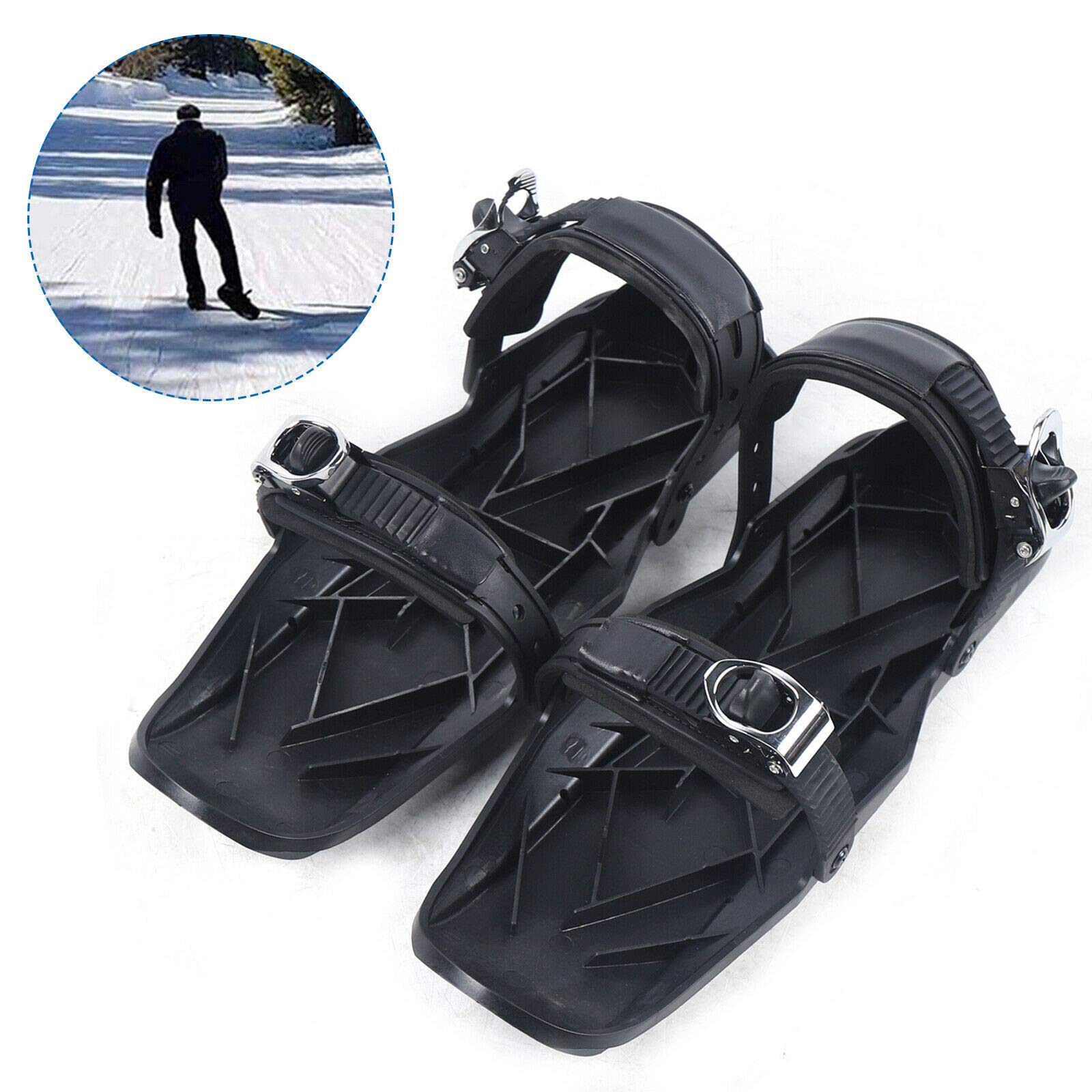 TOOL1SHOoo Outdoor Skiing Mini Ski Boots Skates Skiboard Adjustable Bindings Skiing Shoes Pair Mini Ski Boots Skates Skiing Shoes Adjustable Bindings Black