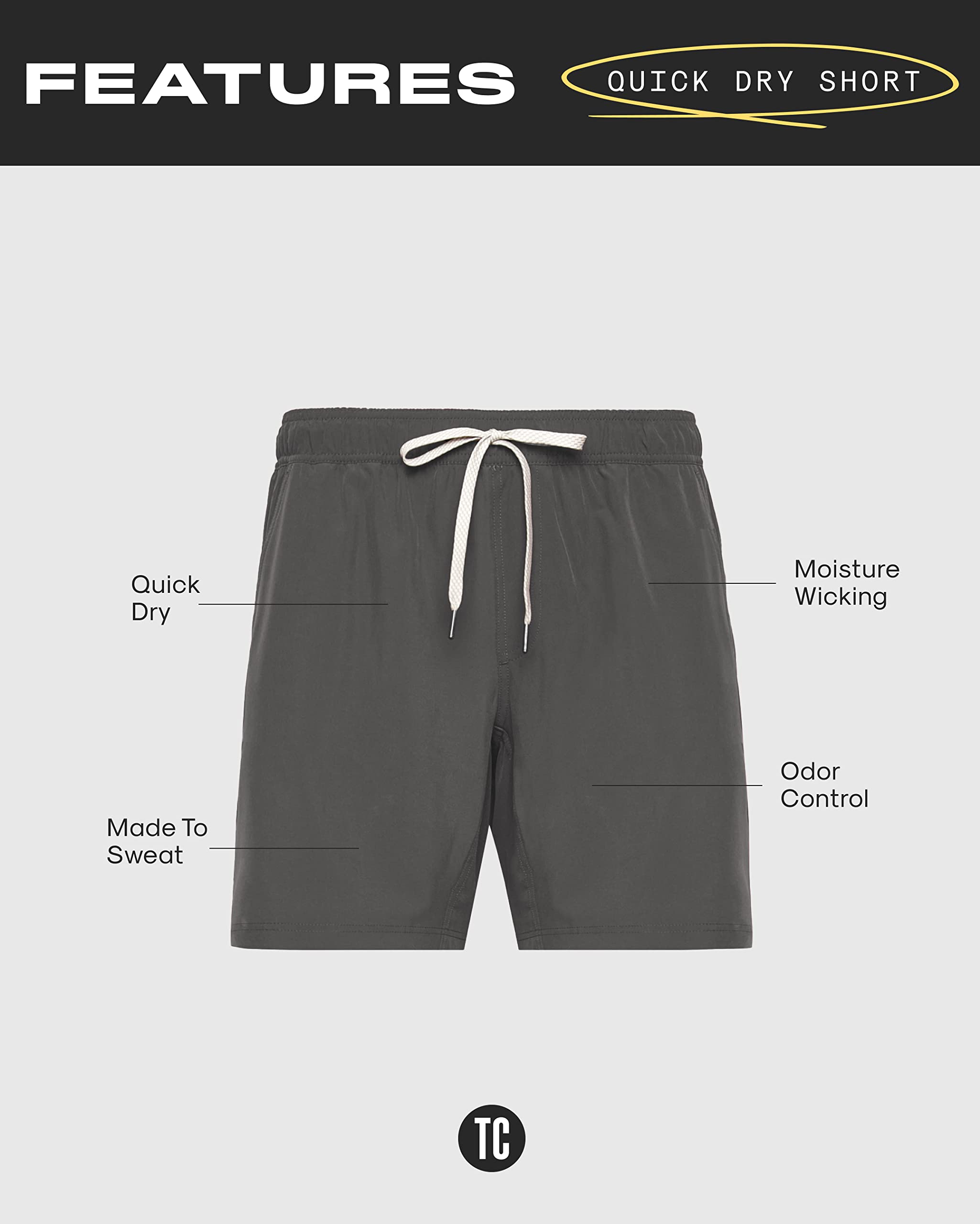 True Classic Quick Dry Active Mens Shorts, Premium Mens Athletic Shorts, Workout Shorts, and Running Shorts for Men. Navy, Large