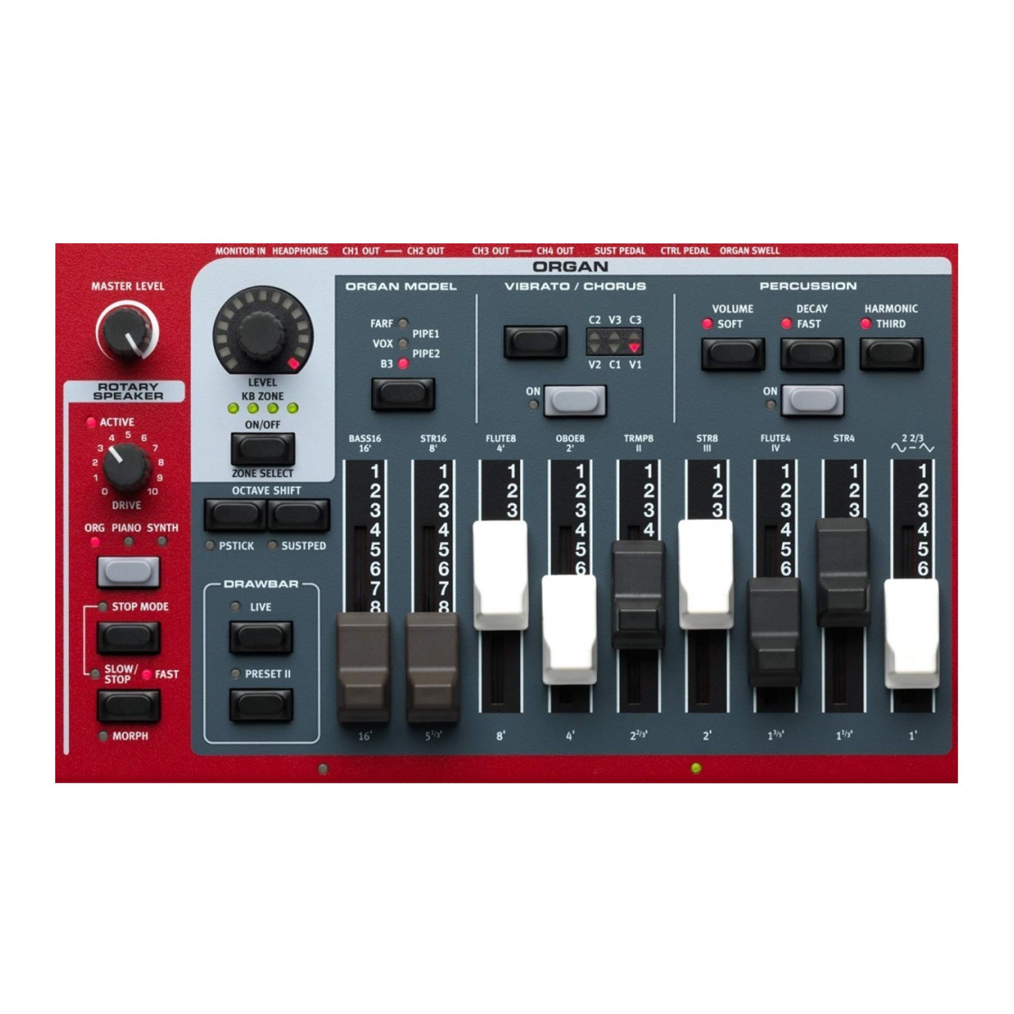 Nord Stage 3 Compact 73 Key Semi-Weighted Keyboard with Physical Drawbars Bundle with Z-Style Electronic Keyboard Stand and Sustain Pedal (3 Items)