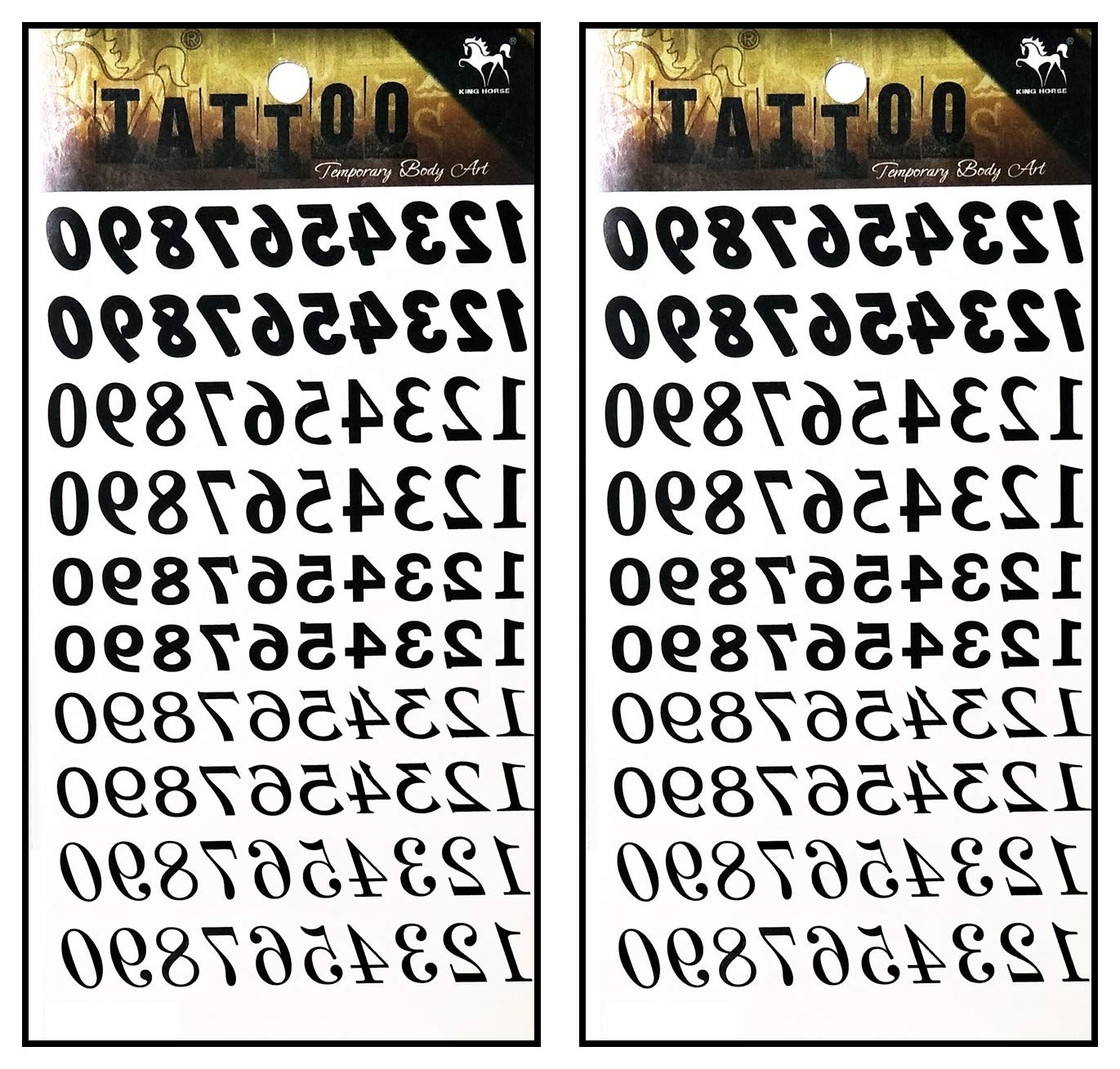 Tattoos 2 Sheets Number 0 to 9 text font letter Vintage Temporary Tattoos Stickers Fake Body Arm Chest Shoulder Tattoos for Teens Men Women