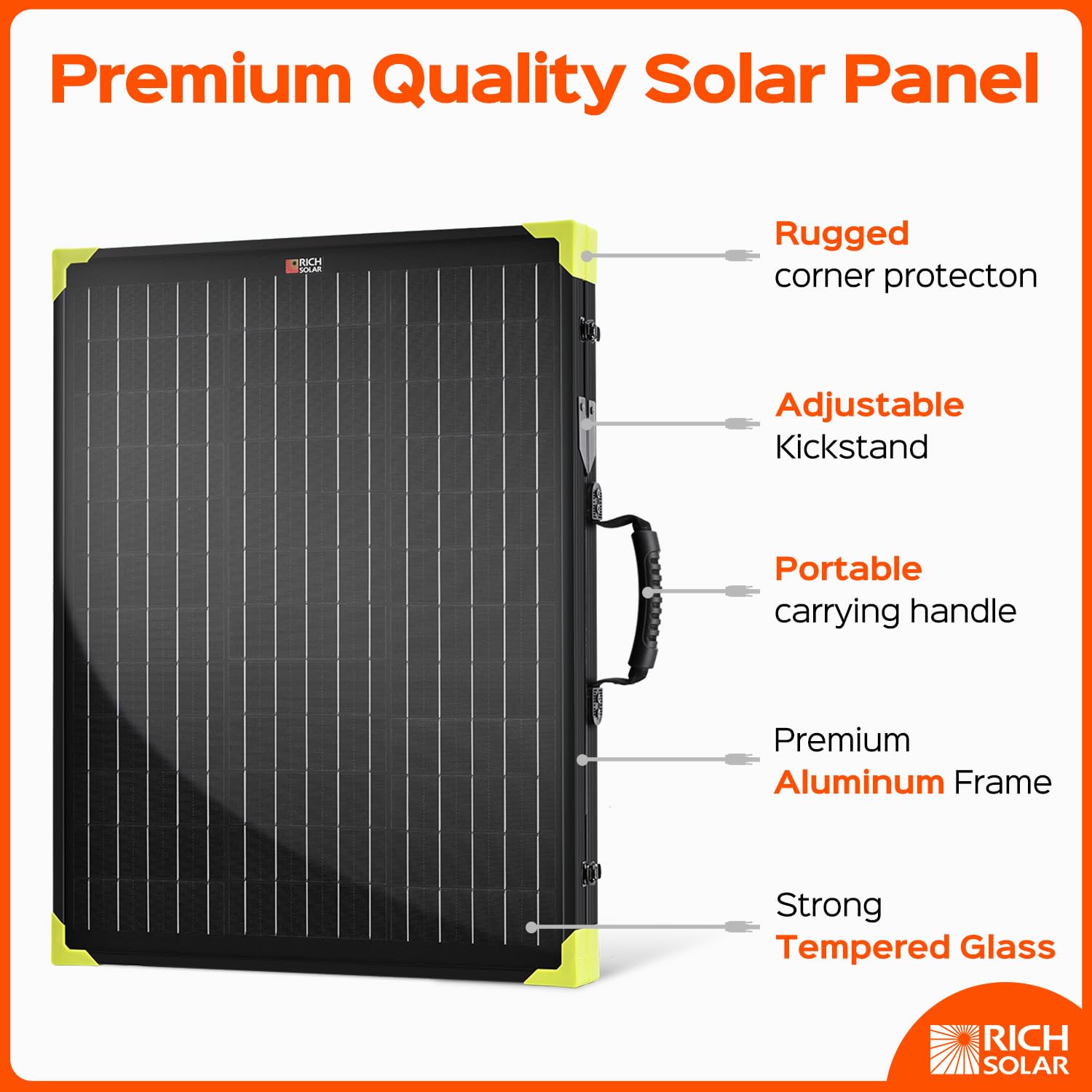 RICH SOLAR 2 Pieces 100 Watt 12 Volt Polycrystalline Solar Panel Black Frame for RV Trailer Camper Boat Off Grid