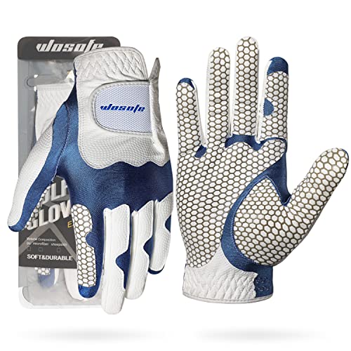 wosofe Golf Gloves Men Left Handed Golfer Single Synthetic PU Non-Slip Comfortable Close Fit (X-Large)