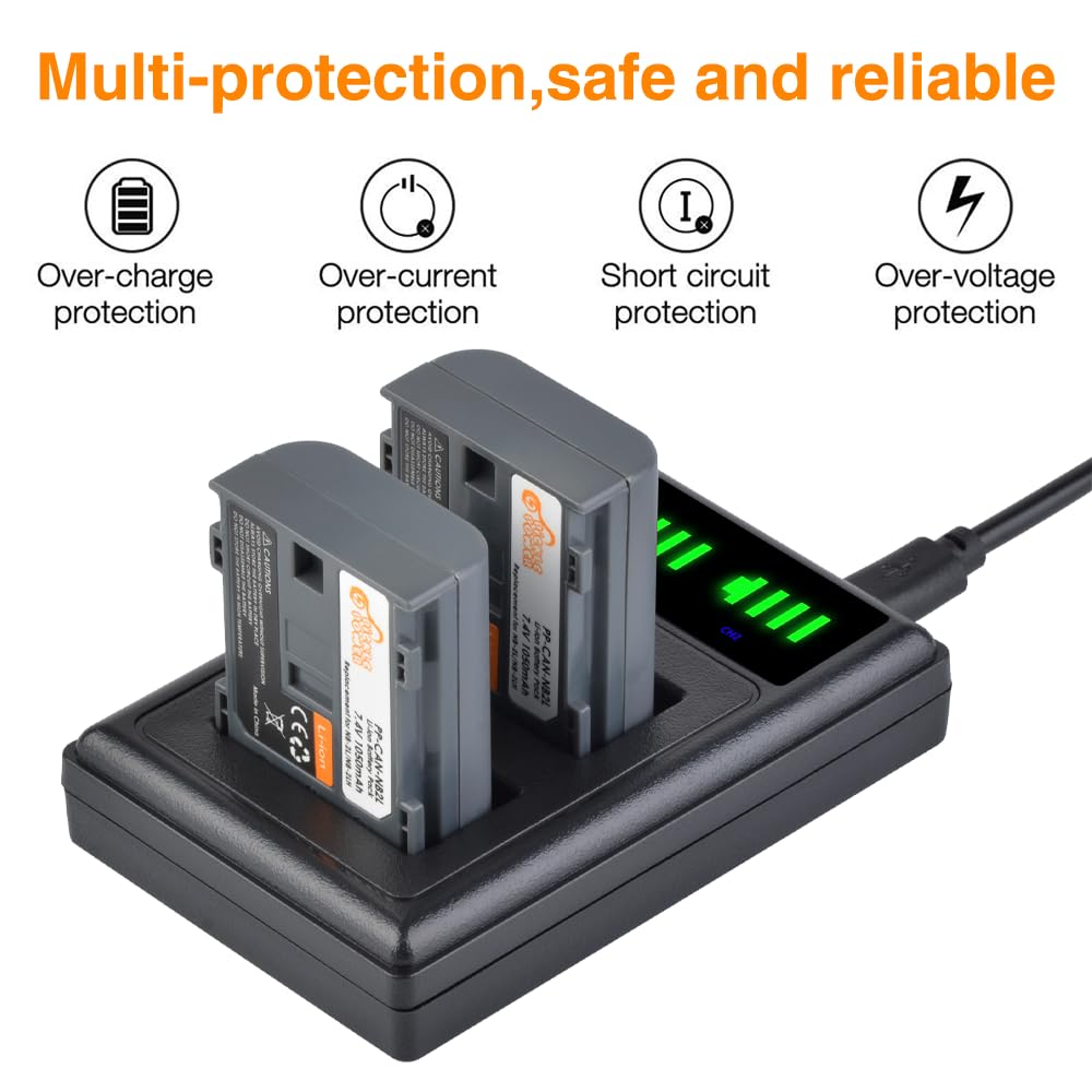 Pickle Power 2Pcs NB-2L NB-2LH Battery and LED Dua Charger for Digital Rebel XT XTi PowerShot G7 G9 S70 S80 S60 S50 S30 S40 S45 DC420 DC410 EOS 400D 350D VIXIA HF R10 Elura 40 50 60