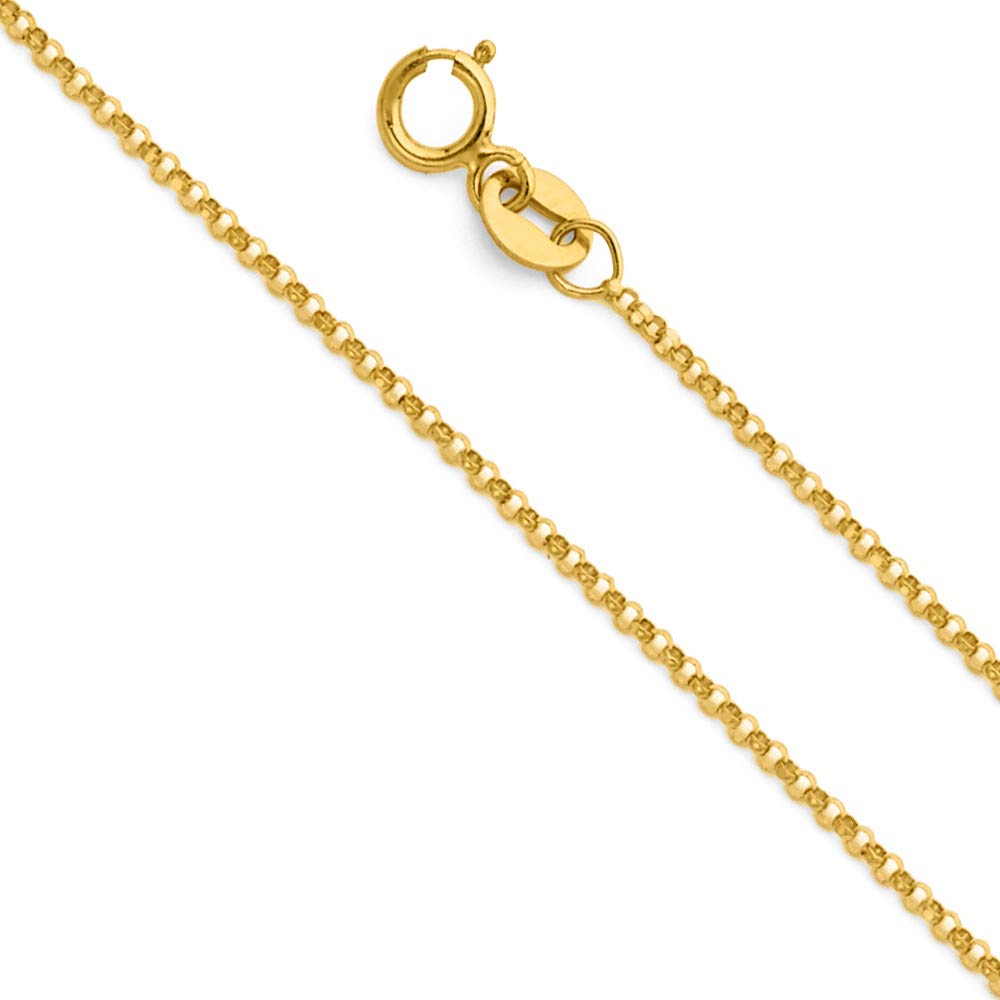 PRECIOUS STARS 14k Yellow Gold Diamond-cut Cursive Letter Initial 'Y' Pendant with 1.2mm Rolo chain