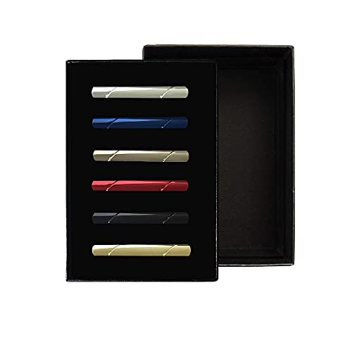 QIMOSHI 6pcs Tie Clips for men Tie Bar Clip Set for Regular Ties Necktie Wedding Business Tie Pin Clips