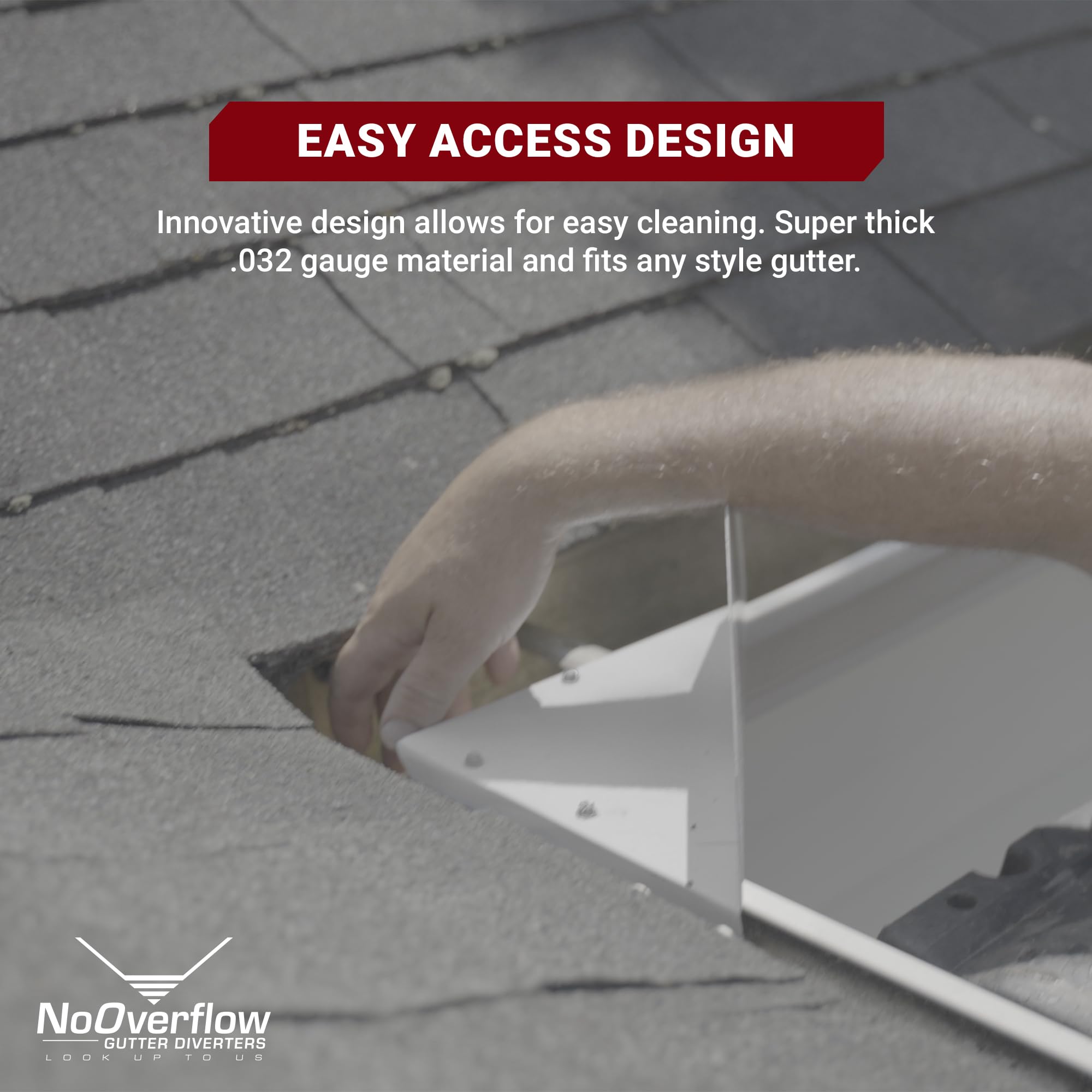 NoOverflow Gutter Diverter Extreme XB - Rain Gutter Extender, Prevent Water Overflow and Property Damage, Heavy-Duty .032 Gauge Aluminum, Left and Right 22.5 Degrees