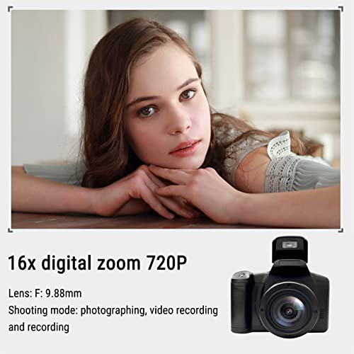 Rvkxad Digital Camera 16MP 2.4 Inch LCD Screen 16X Digital Zoom 720P Digital Camera Portable Small Camera for Childrens Teens Students Boys Girls Seniors (Black)
