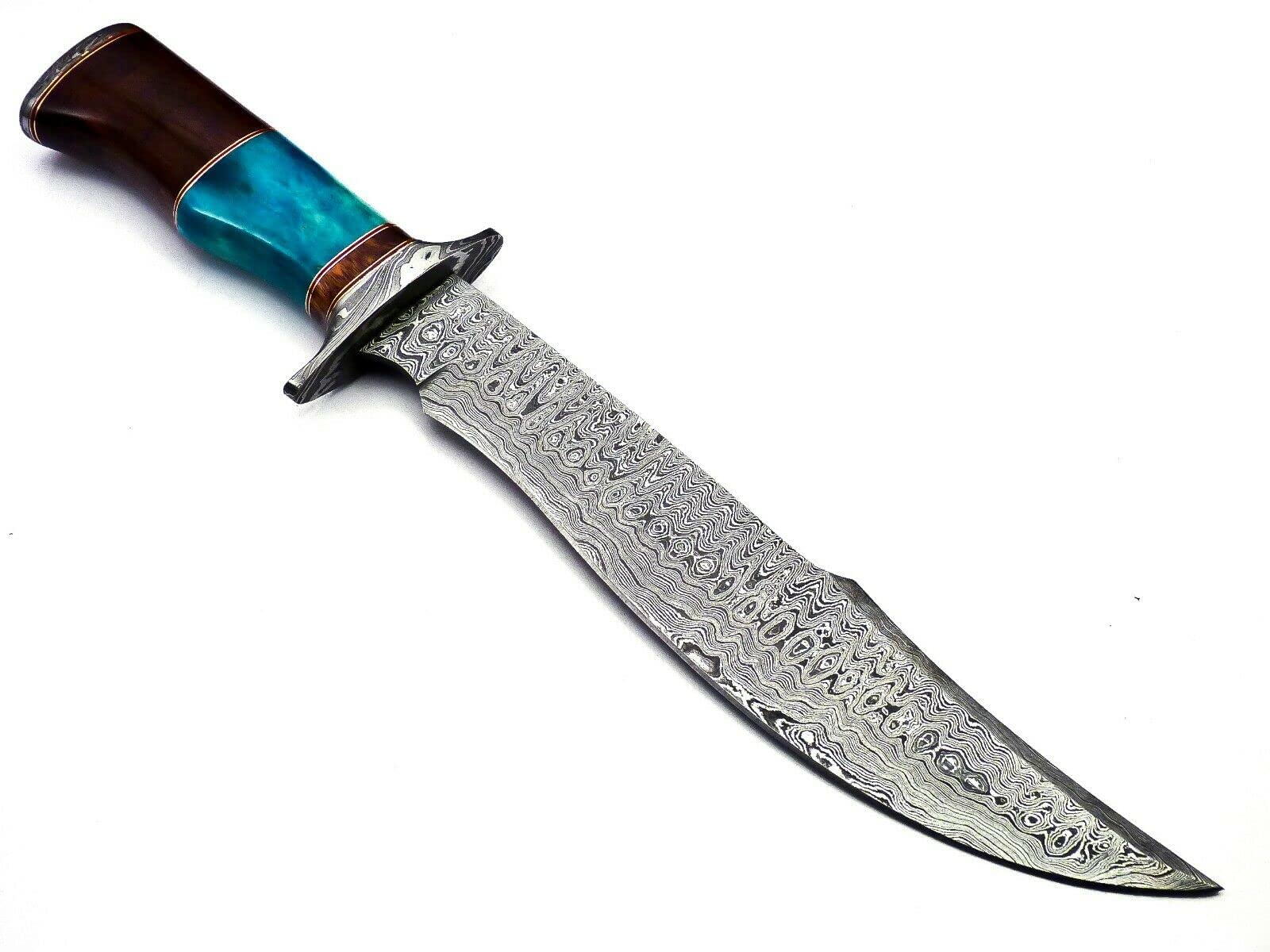 Unique Blades Indpt Knife 15 Handmade Damascus Steel Camping ! Hunting ! Outdoor Survival ! Bowie Knife - Solid Marindi Wood Bone Handle