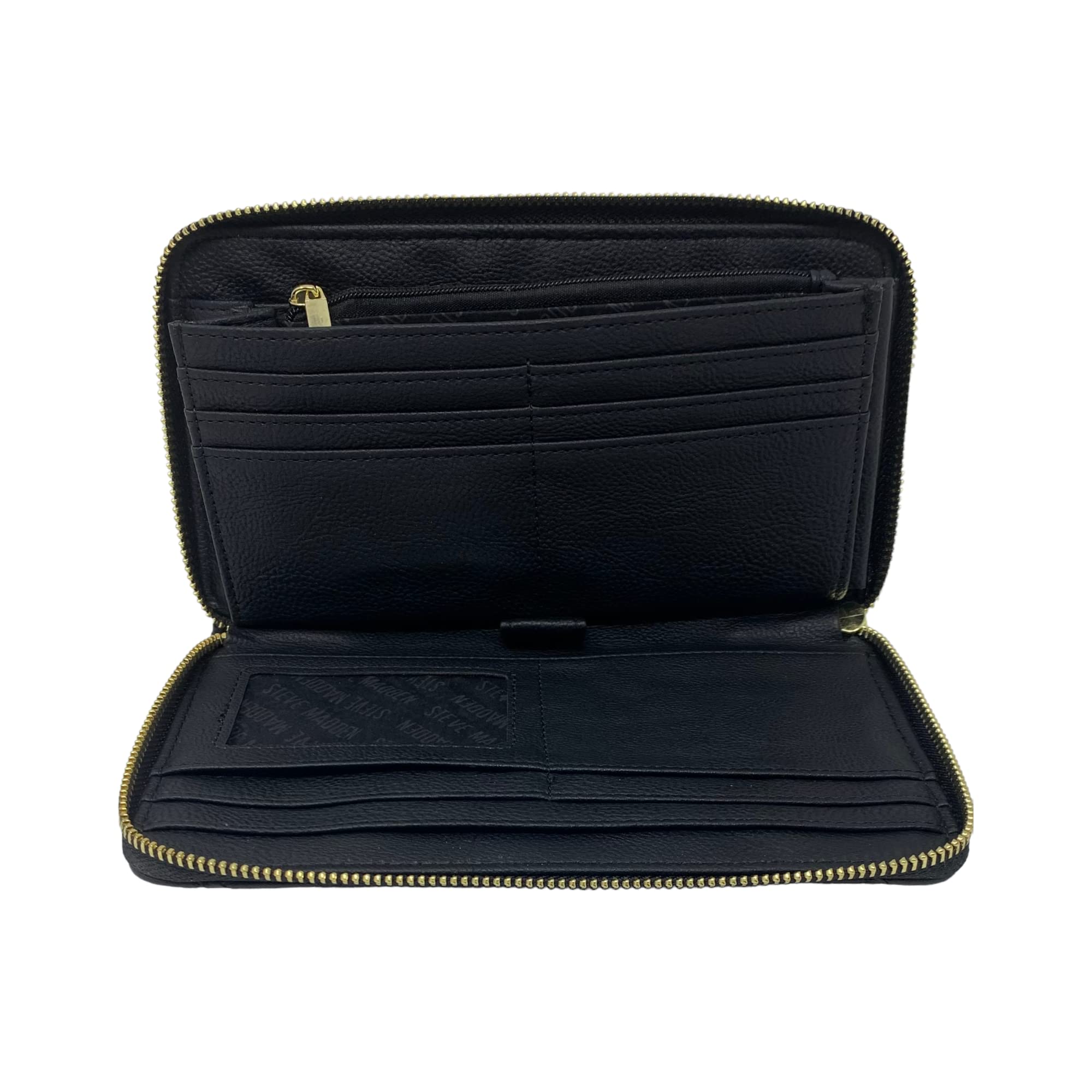 Steve Madden BSTACKED Zip Around Wallet Wristlet (BLACK)