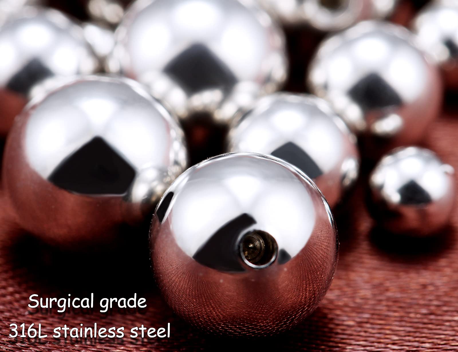 Prjndjw 25Pcs 14G Replacement Balls Externally Threaded Surgical Steel Balls Industrial Barbell Tongue Nipple Belly Button Piercing Rings Parts 3MM 4MM 5MM 6MM 8MM
