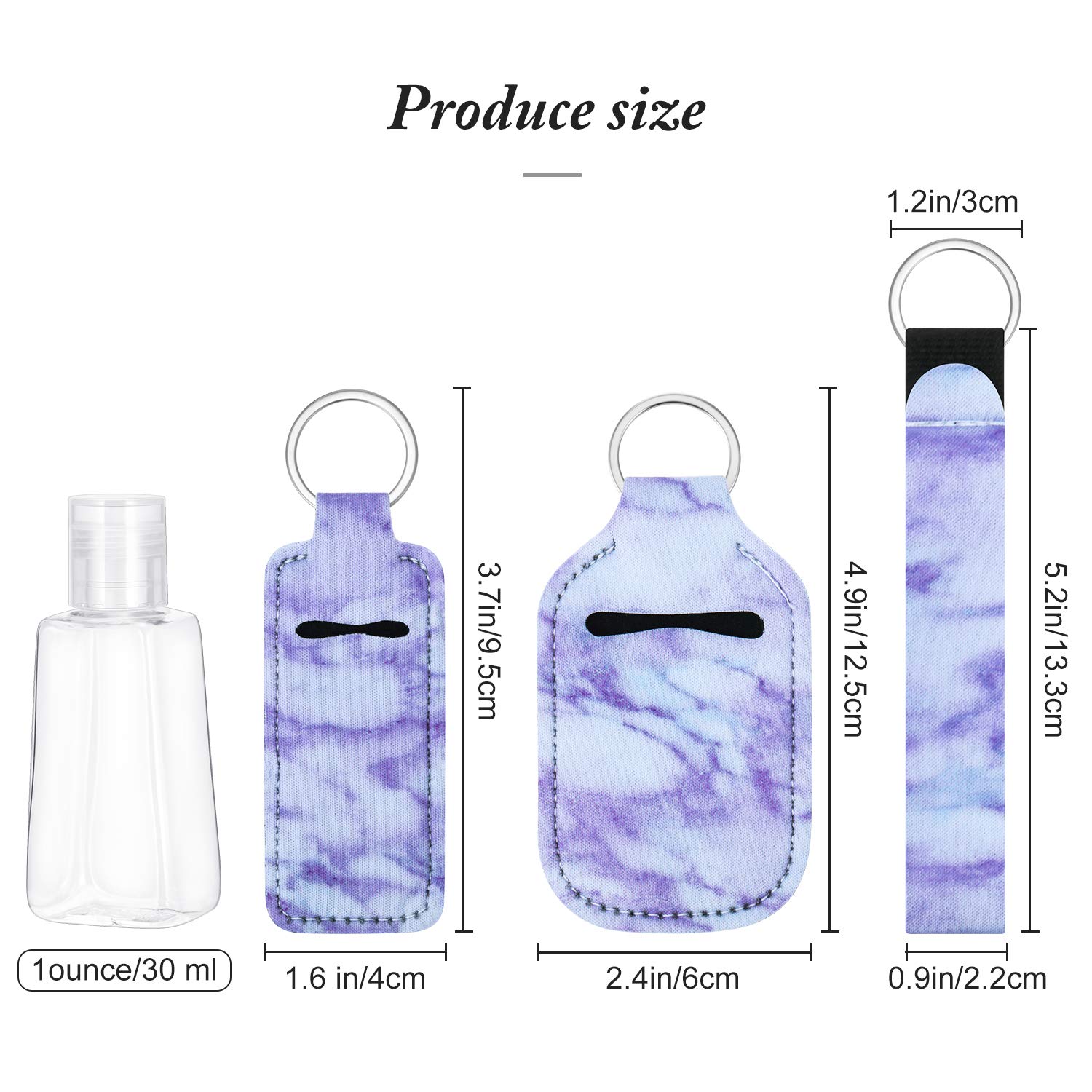Patelai 20 Pieces Travel Bottle Keychain Holders Set, 5 Lipstick Holder 5 Keychain Wristlet Lanyards 5 Lipstick Holder Keychain 5 Plastic Empty Bottles for Liquid Lotion Toiletry (Marble Style)