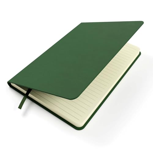 Silvine A5 Executive Hardback Notebook/Journal Green. 160 Lined Pages of 90gsm Premium Ivory Paper