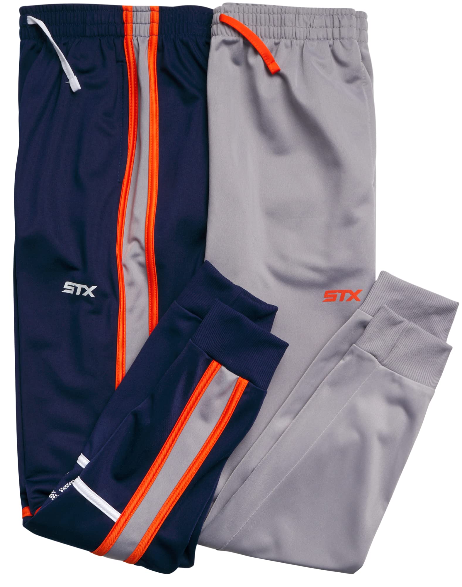 STX Boys' Track Pants - 2 Pack Performance Tricot Sport Jogger Sweatpants (4-16), Size 14/16, Navy/Grey