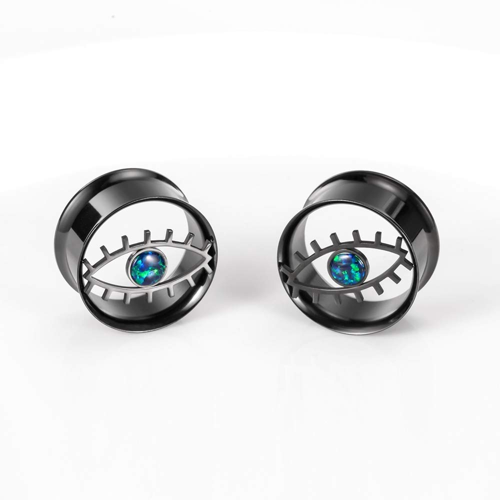 TBOSEN 1Pairs Eye Opal Style Ear Gauges Double Flared Flesh Tunnels Ear Tunnels and Plugs Body Piercing Gauges 0g-1" in 8mm-25mm