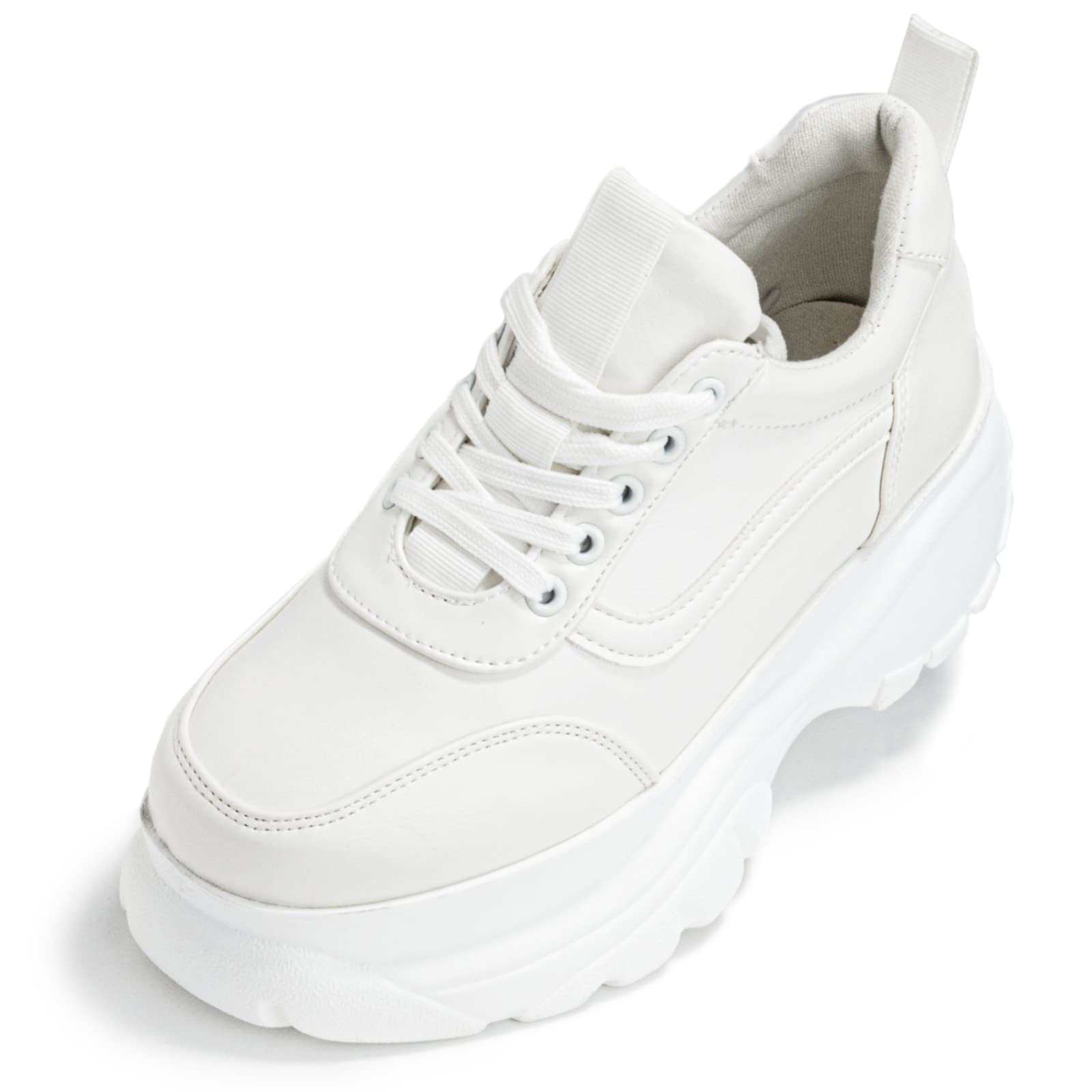 READYSALTED Platform Sneakers for Women Fashion Chunky Sneakers Casual Lace Up Walking Sneakers(BLOWN1-White-11)