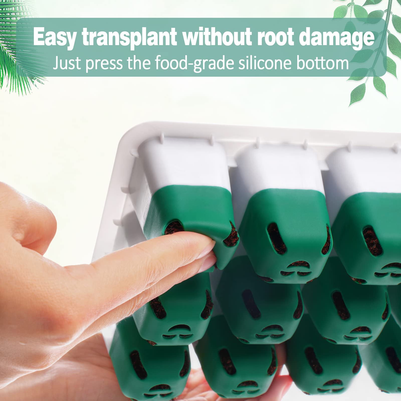 Patigrow Seed Starter Tray Flexible Silicone 12 Cells Reusable Seed Starter Kit with Humidity Dome Dishwasher Safe Seed Starting Trays Plant Starter Kit Indoor Greenhouse for Seed Starting
