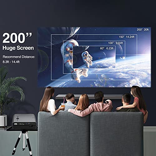 Native 1080P Projector, Indoor Outdoor FHD Projector 8000 Lumen High Bright for Movie Video Games, High Performance Multimedia Projector for Business, Phone DVD PC Supported, Low Noise