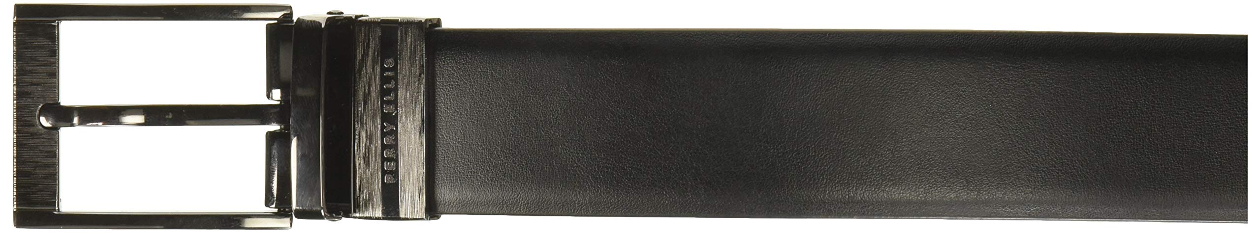 Perry Ellis Portfolio Feather Edge Leather Men's Belt, Reversible with Etched Buckle, Soft Touch Material (Sizes 30-54 Inches Big & Tall), Black / Brown Reversible, 36