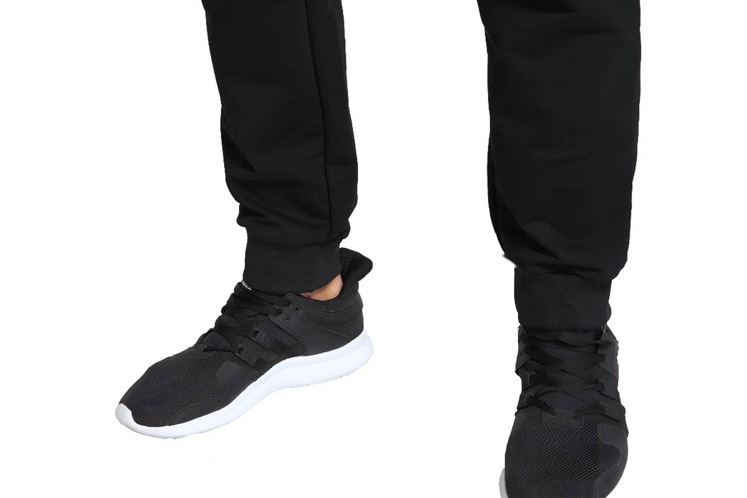 STICKON Mens Casual Joggers Sweatpants Closed Bottom Athletic Track Pants Winter Lounge Sweat Black Pants for Men with Zipper Pockets