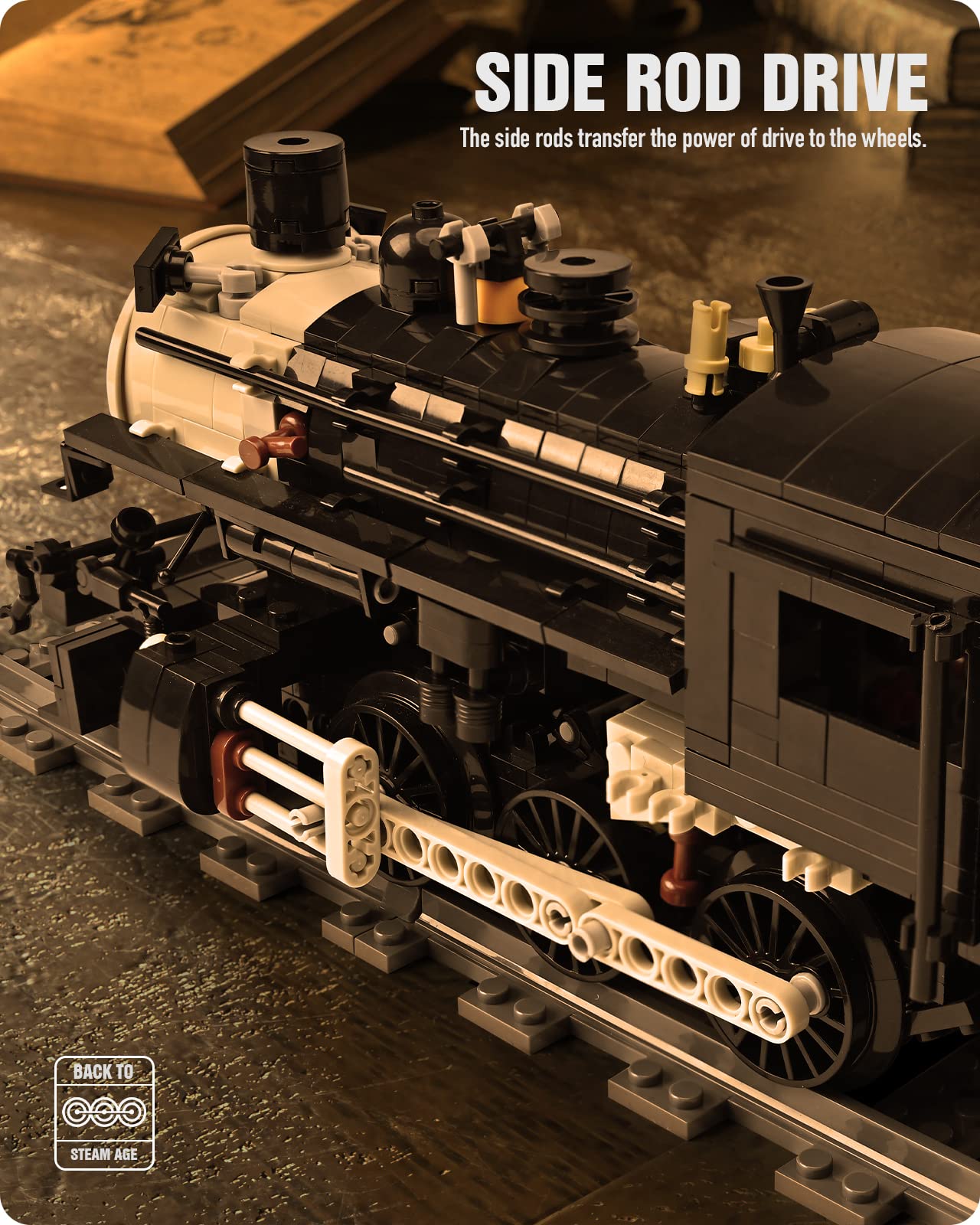 Nifeliz CN5700 Steam Train Building Kit and Engineering Toy, Collectible Steam Locomotive Display Set, 1:38 Scale Model Train Building Kit with Train Tracks, Top Present for Train Lovers (1136 PCS)