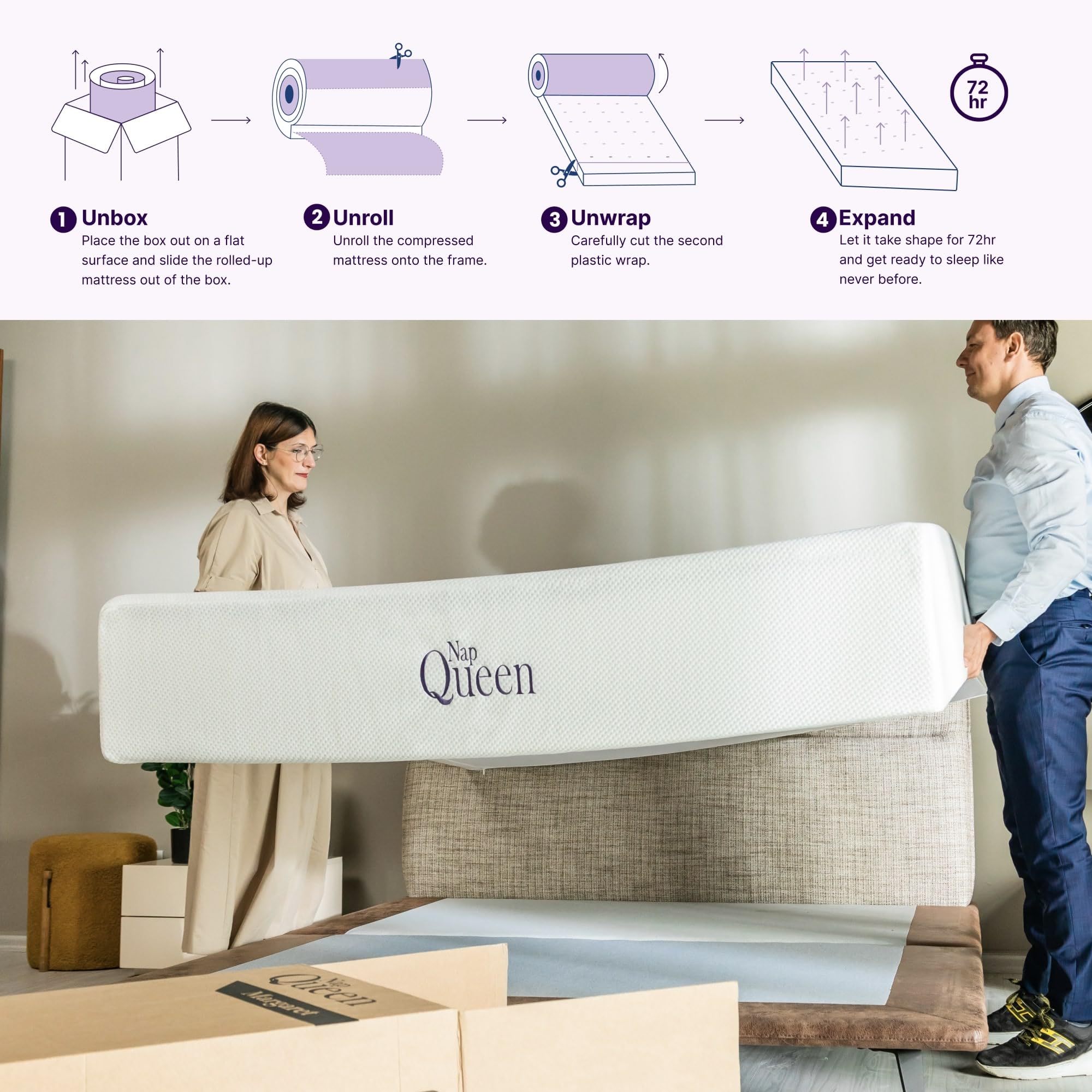 NapQueen King Mattress, 12 Inch Charcoal Memory Foam Mattress, King Bed Mattress in a Box, CertiPUR-US Certified, Medium Firm, Breathable Soft Fabric Cover