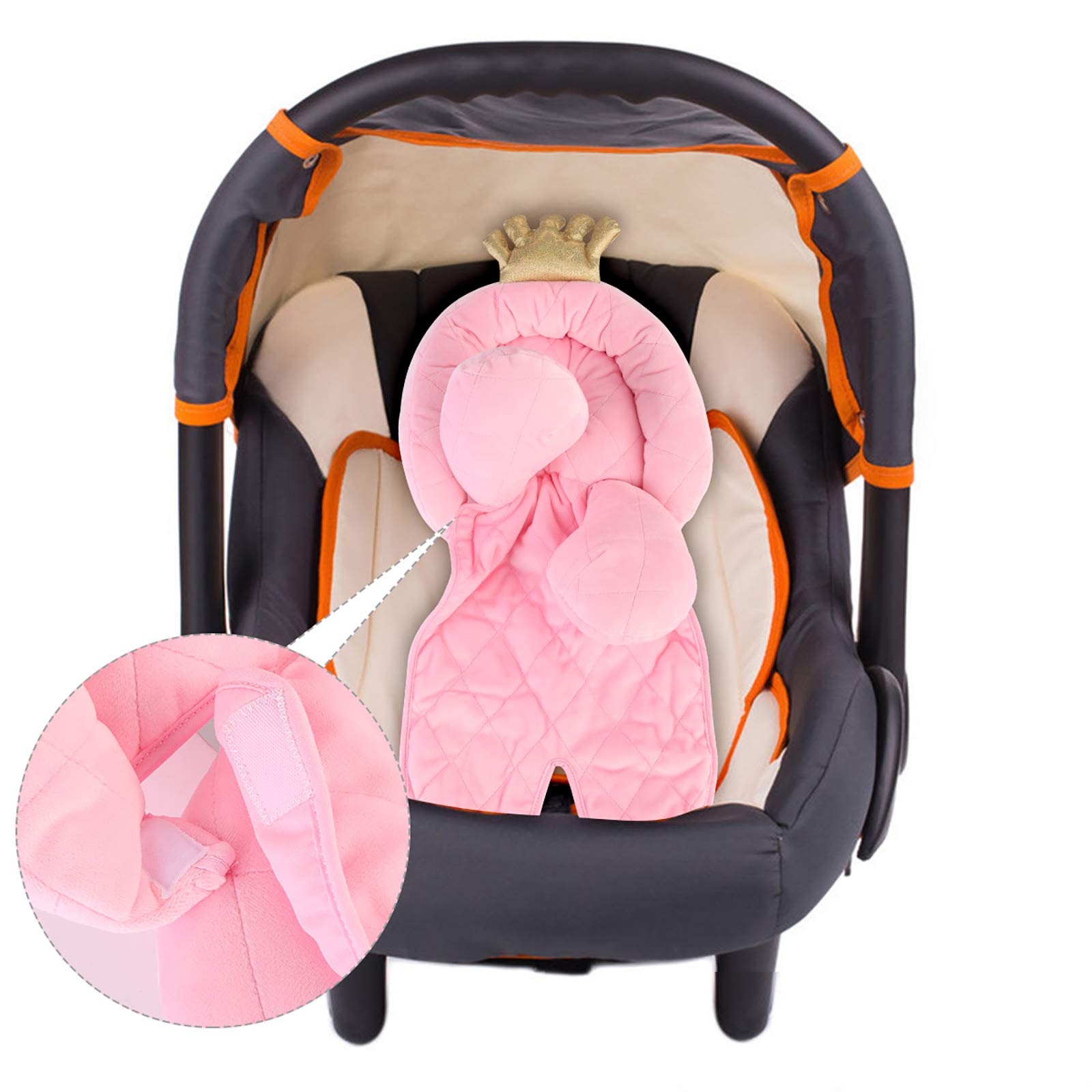 puseky Infant Car Seat Insert Baby Head Neck Support Soft Stroller Cushion Pad Carseat Cover for Baby Boys Girls