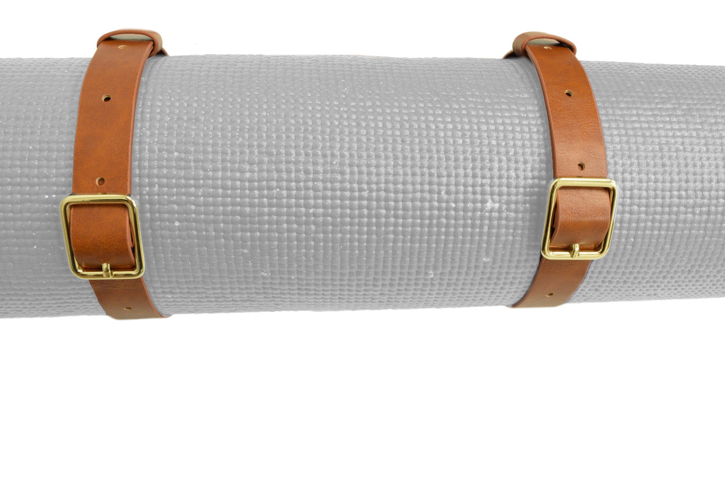 Open Road Goods Vegan Leather Yoga Mat Carrier Sling/Adjustable Blanket Strap/Faux Leather Bedroll Straps