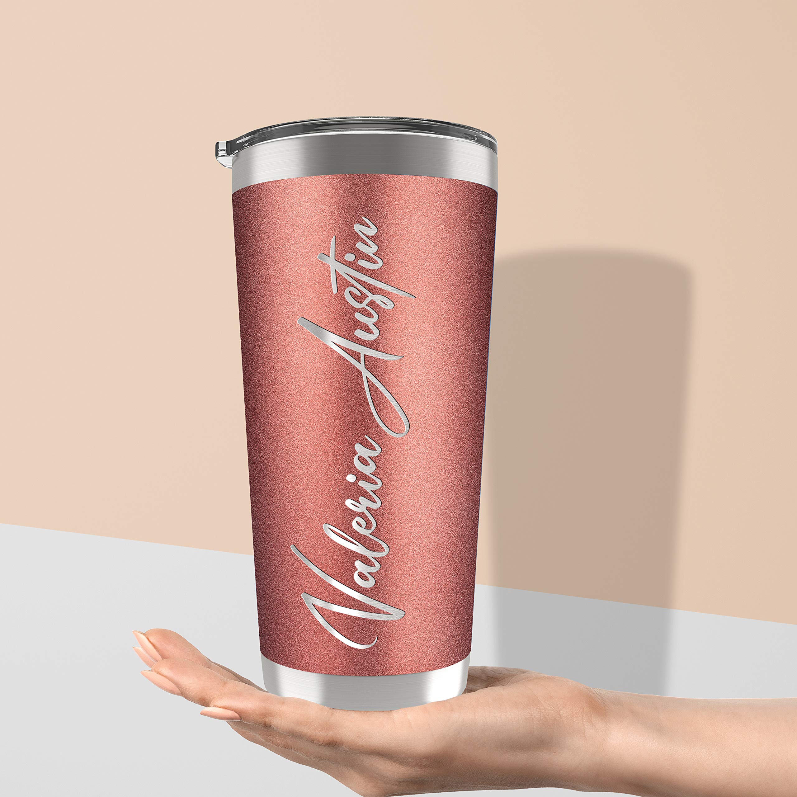 Personalized Gifts For Men - 20 Oz. Custom Tumblers w/Lid, Black - Insulated Travel Coffee Mugs - Optional Straw Set, Stainless Steel Double Wall Coffee Tumbler, Personalized Cups