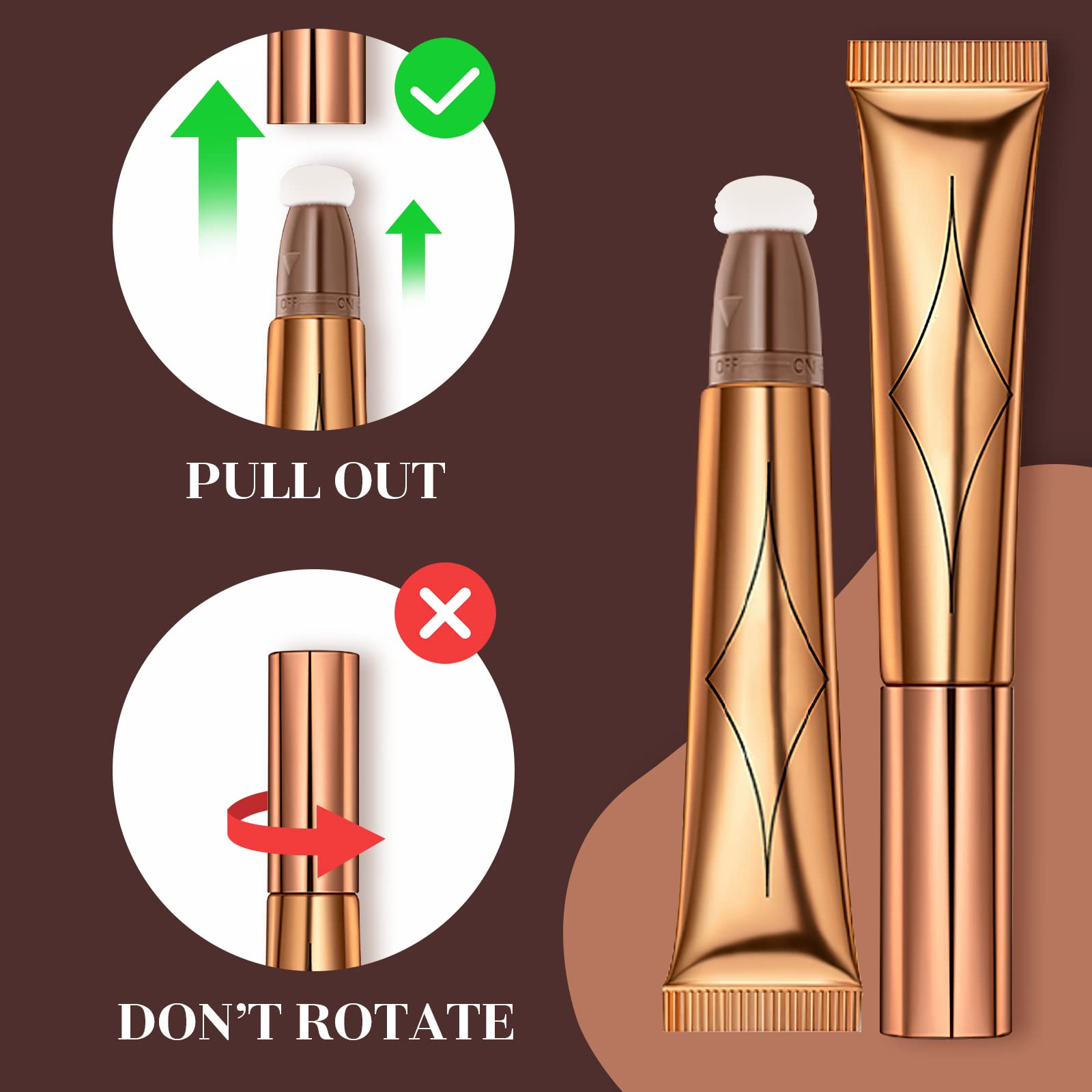 Reddhoon Contour Beauty Wand, Liquid Face Contouring & Highlighter & Blusher Stick with Cushion Applicator, Smooth Natural Matte Finish, Lightweight Blendable Super Silky Cream (3Pcs (01#Contour+02#Blush+04#Highlighter))