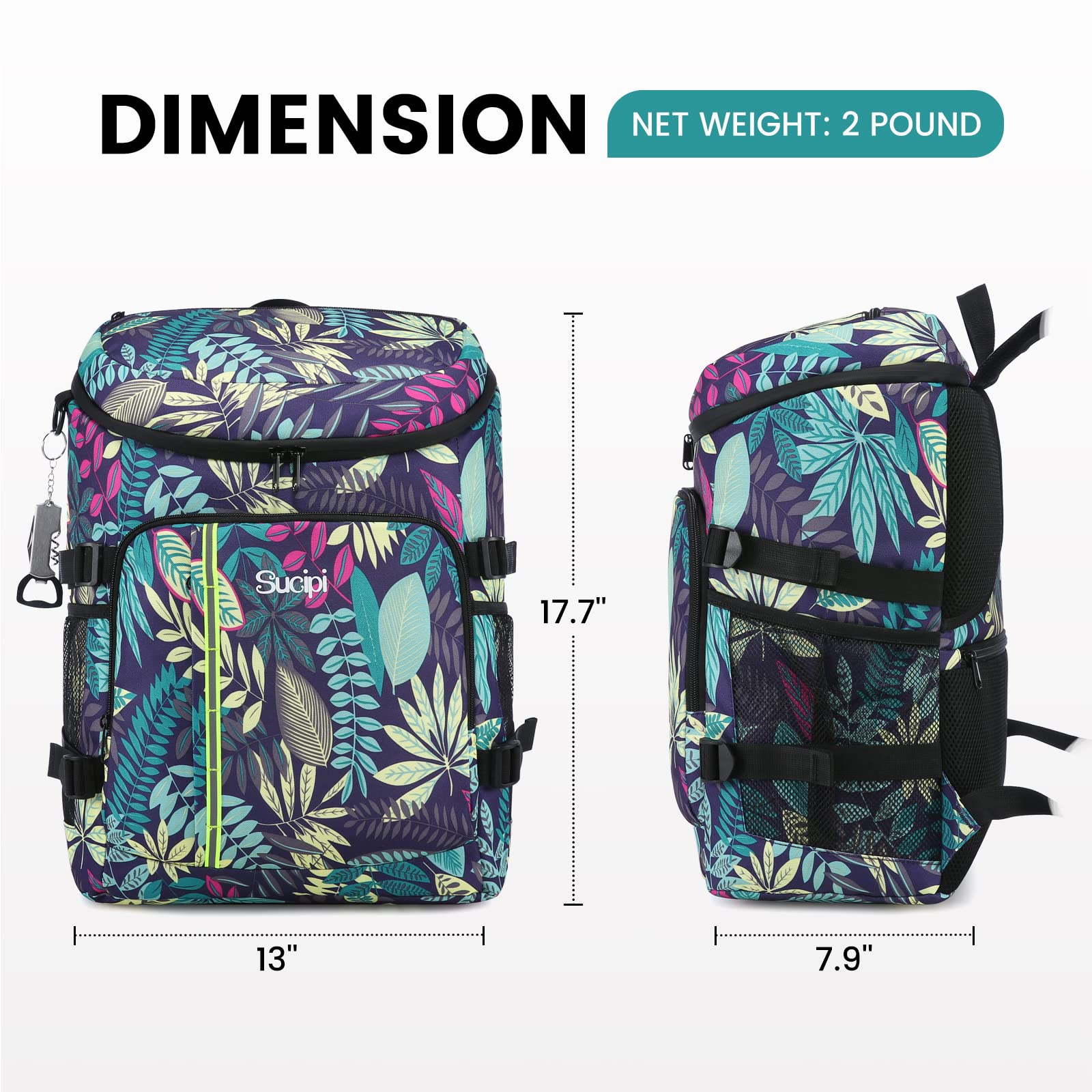 Sucipi Cooler Backpack, 36 Cans Leakproof Waterproof Backpack Cooler, Large Capacity Lightweight Travel Beach Insulated Backpack Ice Chest for Men and Women