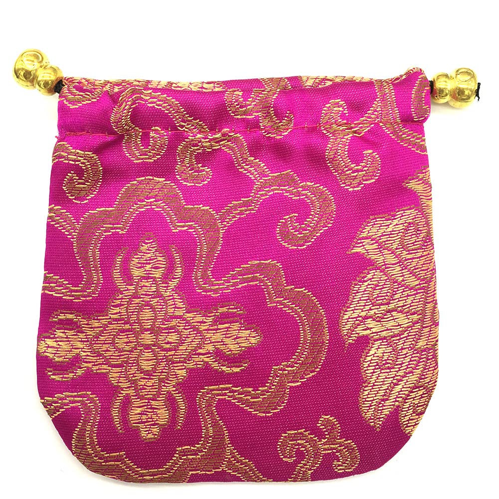 NHW Brocade Embroidery Drawstring Jewelry Bag Purse Pouch size about 4.3 * 4.3 inches