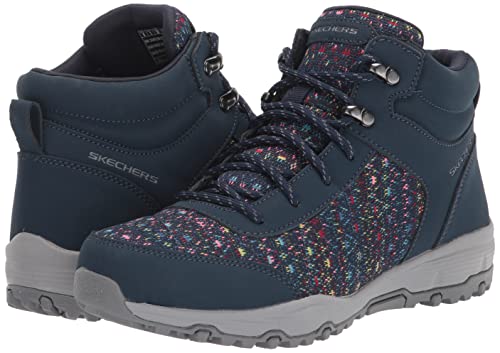 Skechers Women's Lace up Boot Hiking, Navy Multi, 8