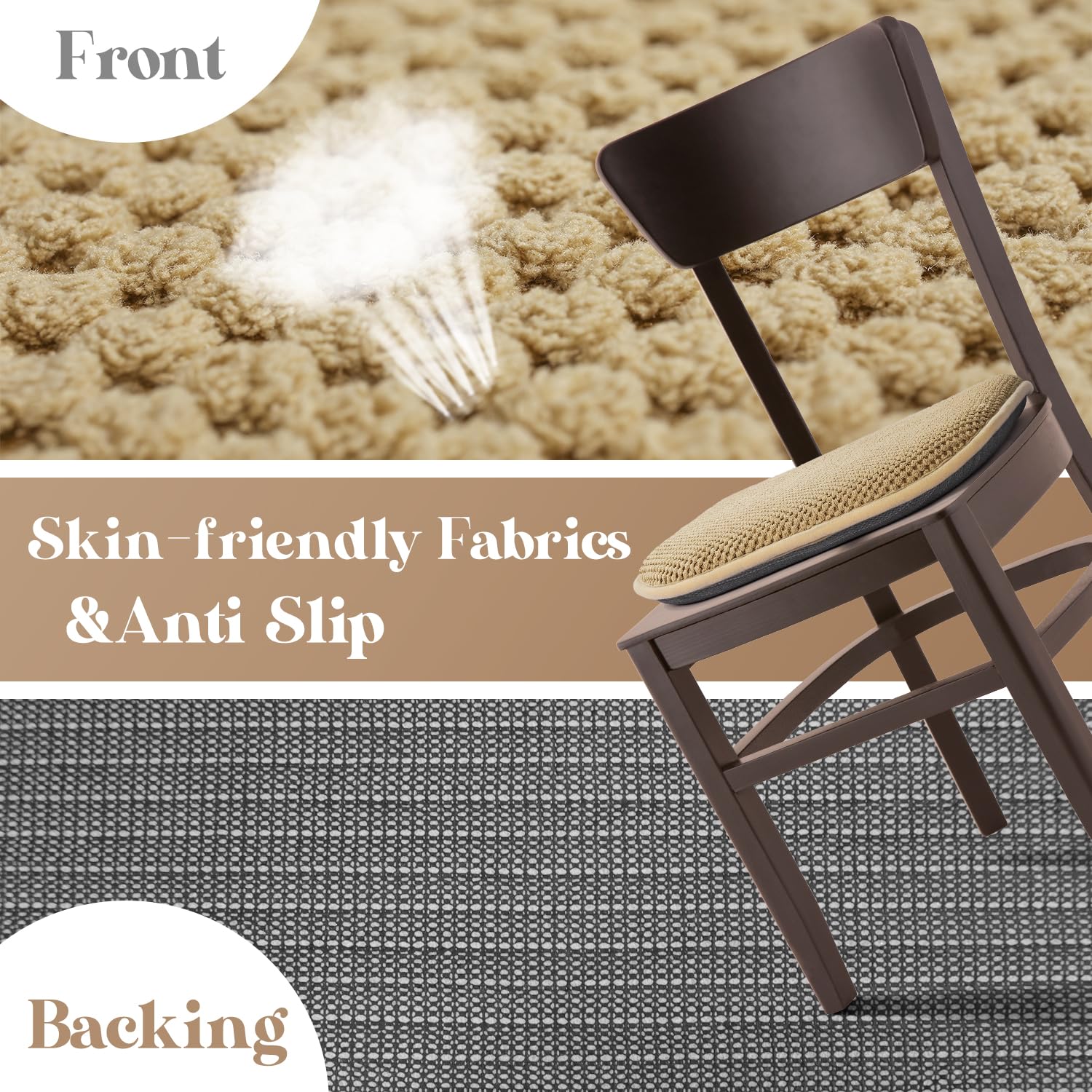 Patouque Memory Foam Chair Cushion Premium U-Shaped Seat Pad for Kitchen Dining Room Chairs Rubber Back Slip Resistant Cushions for Home Comfortable and Thick 2-Pack Sets 15x16 Inch Beige