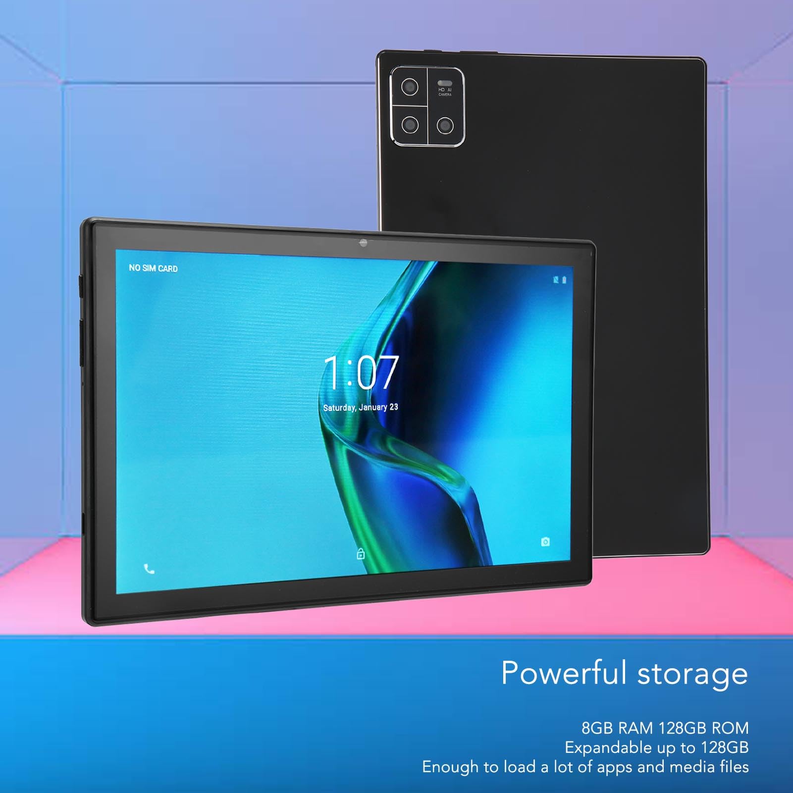 PUSOKEI 10.1 Inch Tablet for Android 11, 8GB RAM 128GB ROM, 5G WiFi 4G LTE Tablet PC with Dual SIM Dual Standby, MTK6750 Octa CPU, Dual Camera (Black)