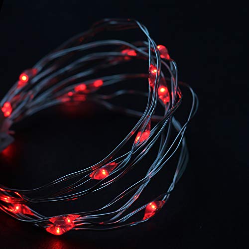 Northlight 18 Battery Operated Red LED Micro Fairy Christmas Lights - 4.25 ft Silver Wire