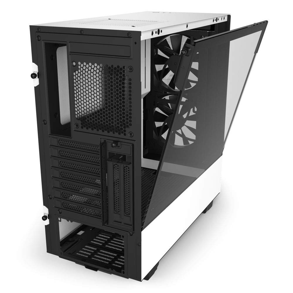 NZXT H510 Elite - CA-H510E-W1 - Premium Mid-Tower ATX Case PC Gaming Case - Dual-Tempered Glass Panel - Front I/O USB Type-C Port - Vertical GPU Mount - Integrated RGB Lighting - White/Black