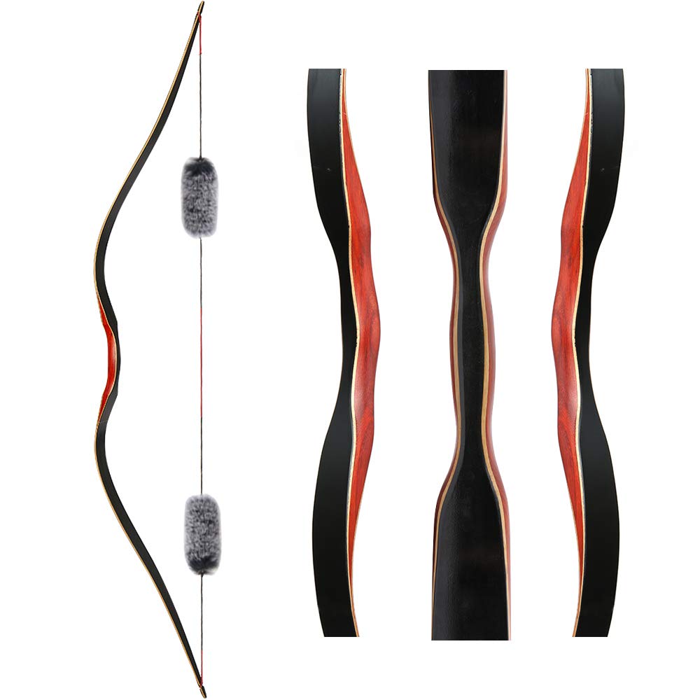 TOPARCHERY Archery 60'' Longbow Outdoor Hunting Recurve Bow and Arrow One Piece Traditional Wood Hunting Bow Right/Left Handed 30 35 40 45 50LBS with String Silencer