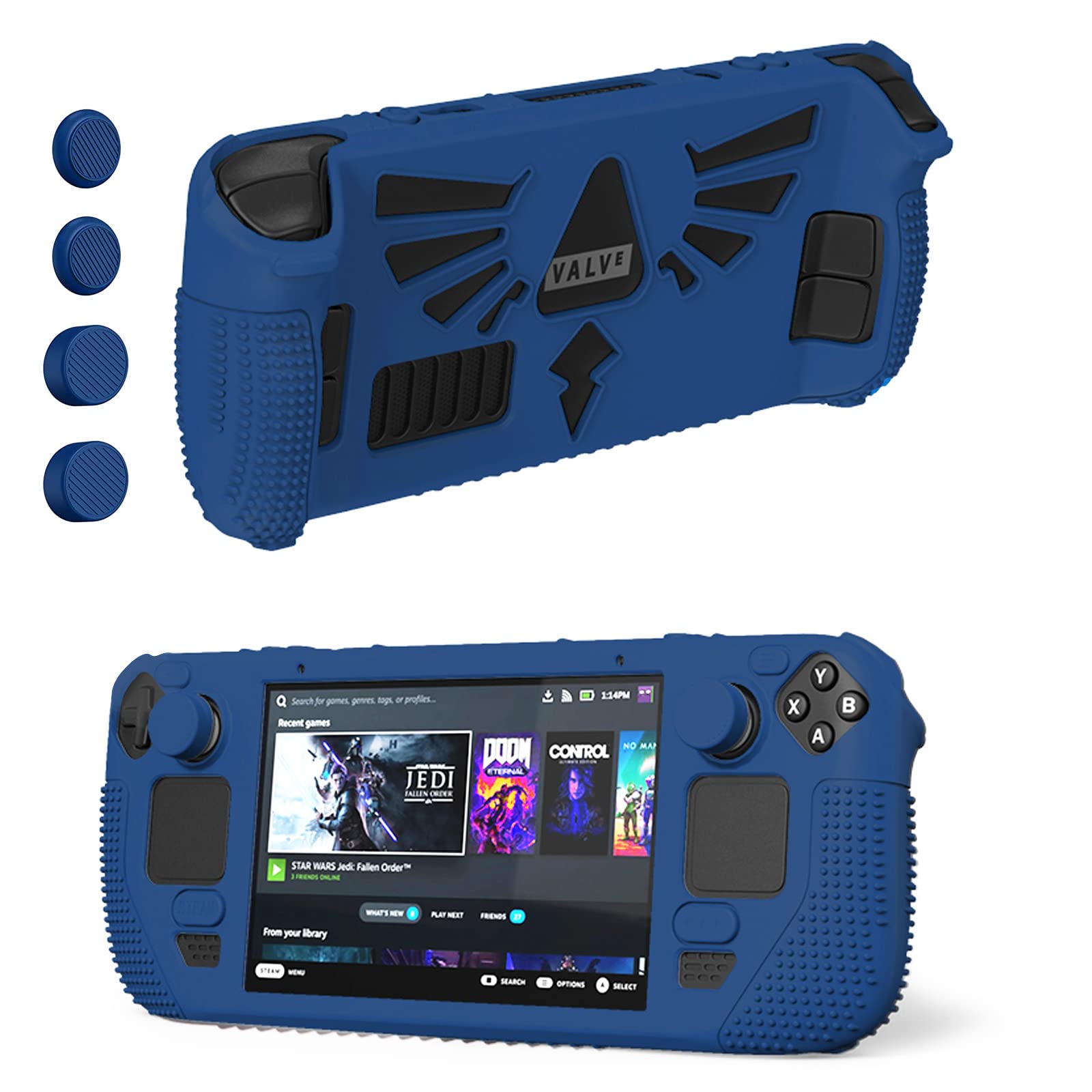 YEAOI Case for Valve Steam Deck 2022, Support Standing, Silicone Protector, Protective Cover with 4 Rocker Caps