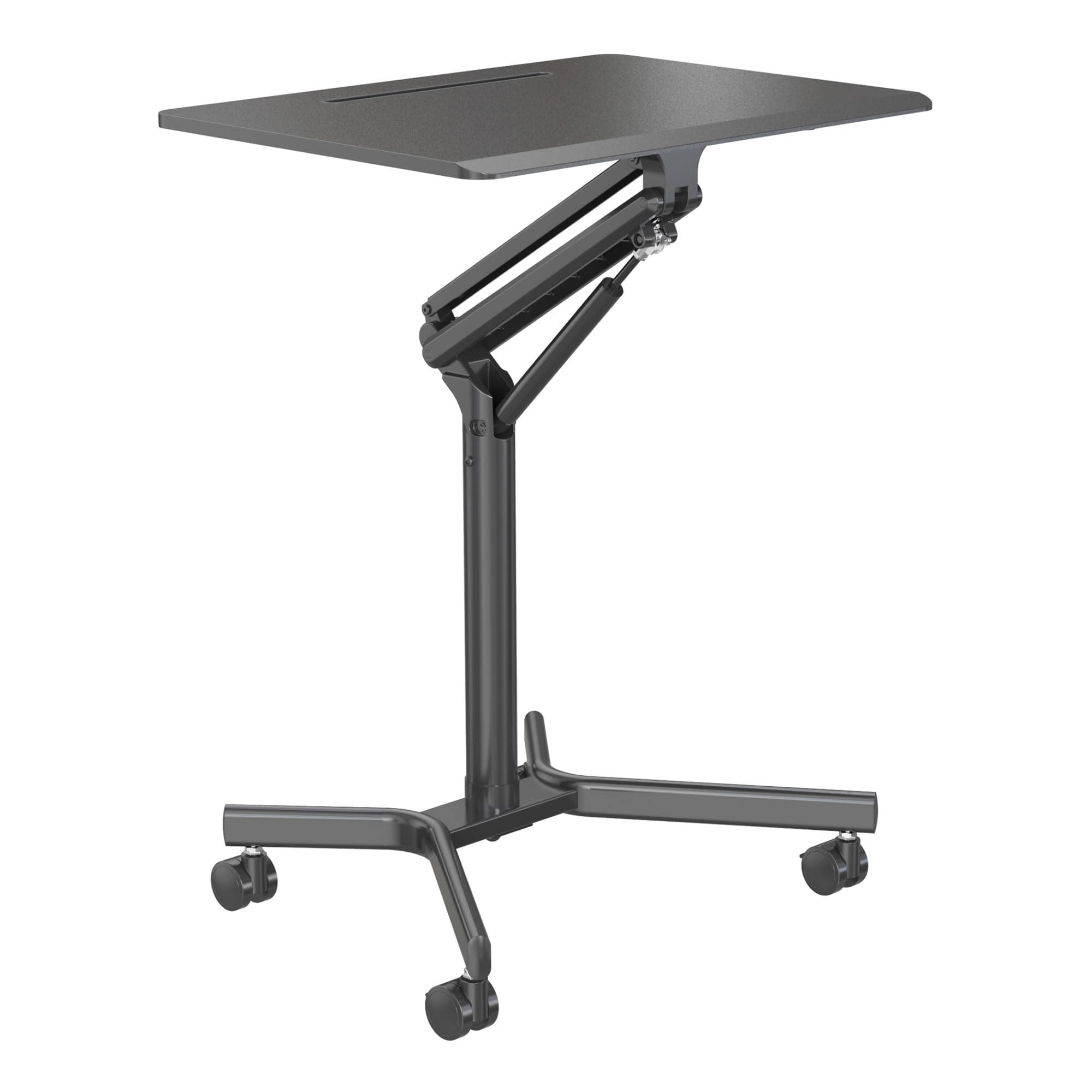 RealspaceĀ® 28" W Mobile Sit-to-Stand Compact Desk/Laptop Cart Workstation, 28-3/4"H x 28" W x 22-1/16"D, Black