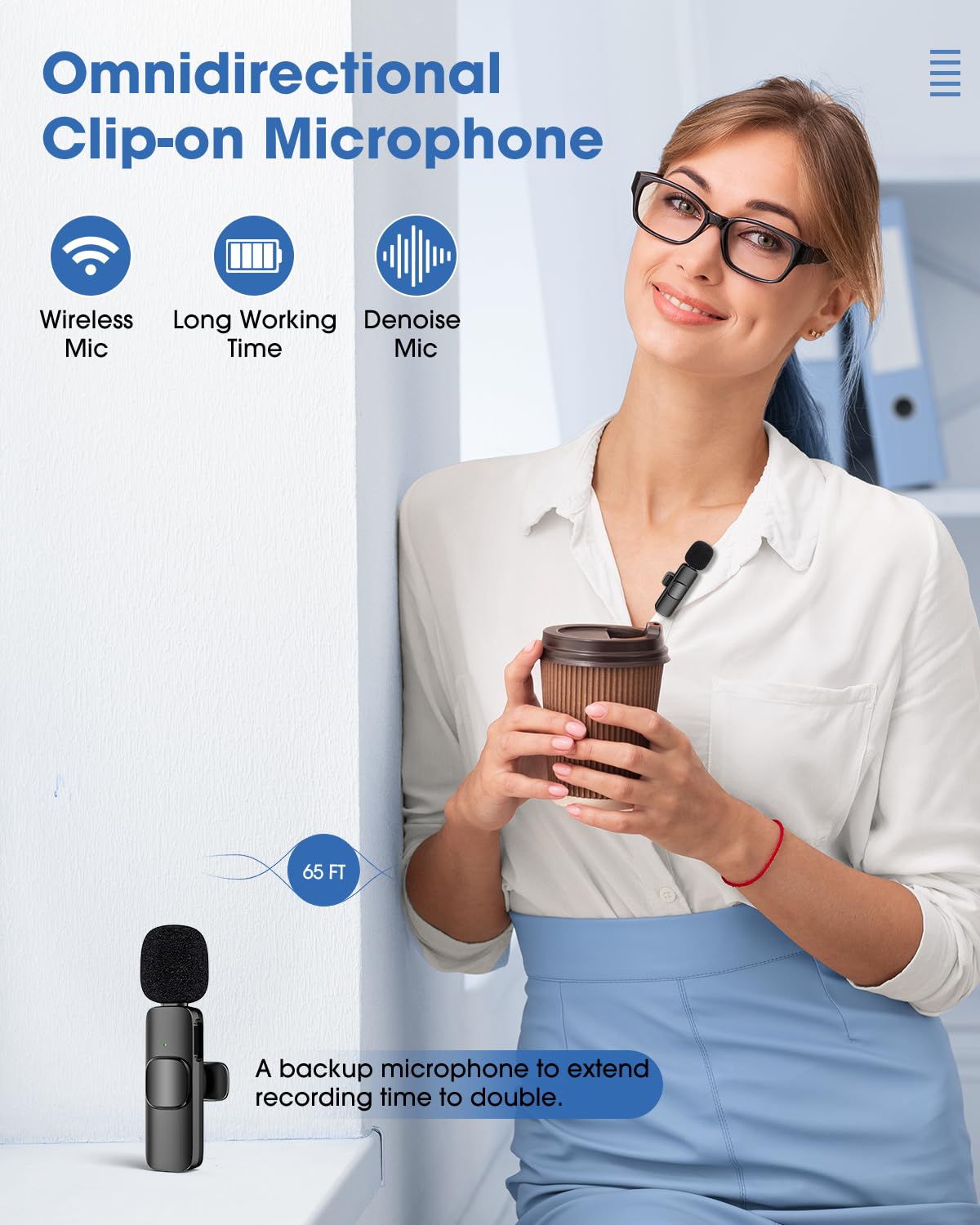 NICHOM Wireless Lavalier Microphone for iPhone/iPad Mini Clip-on Microphone Wireless for iPhone Video Recording Denoise Omni Lav Lapel Mic for Interview/Youtube/Vlog/Live Stream/Tiktok/Content Creator