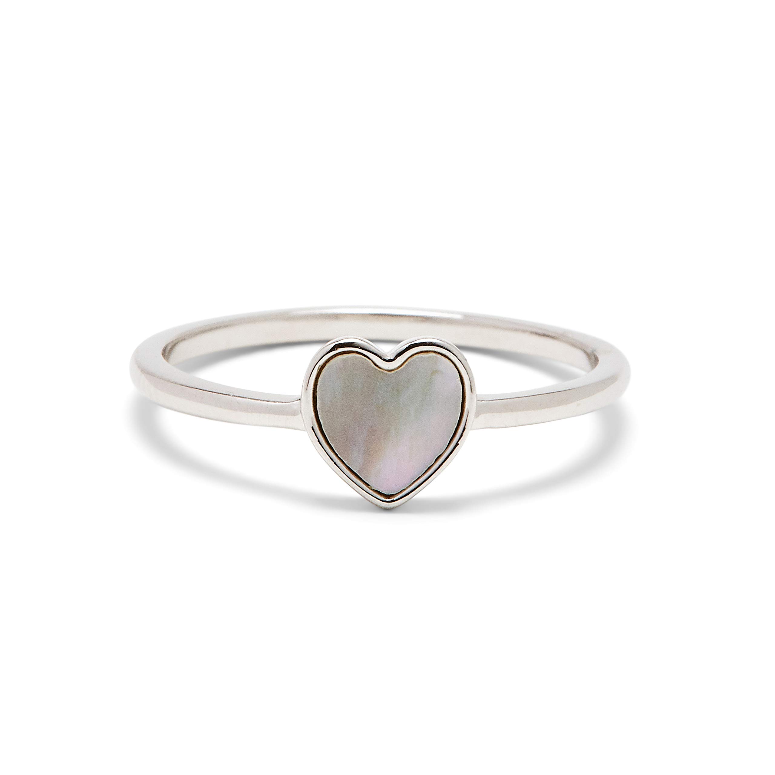 Pura Vida Silver Heart of Pearl Ring - Mother of Pearl, Brass Base Band - Size 7