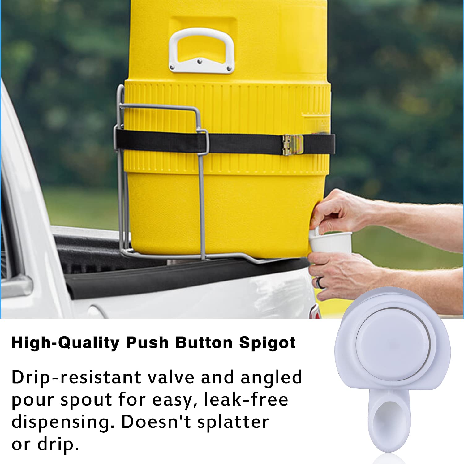 Upgrade Push-Button Cooler Spigot Replacement, Compatible with Igloo 2, 3, 5 and 10 Gallon Beverage Coolers, Durable Water Cooler Spigot for 2-10 Gallon Water Jugs Replacement Part (White-3PC)