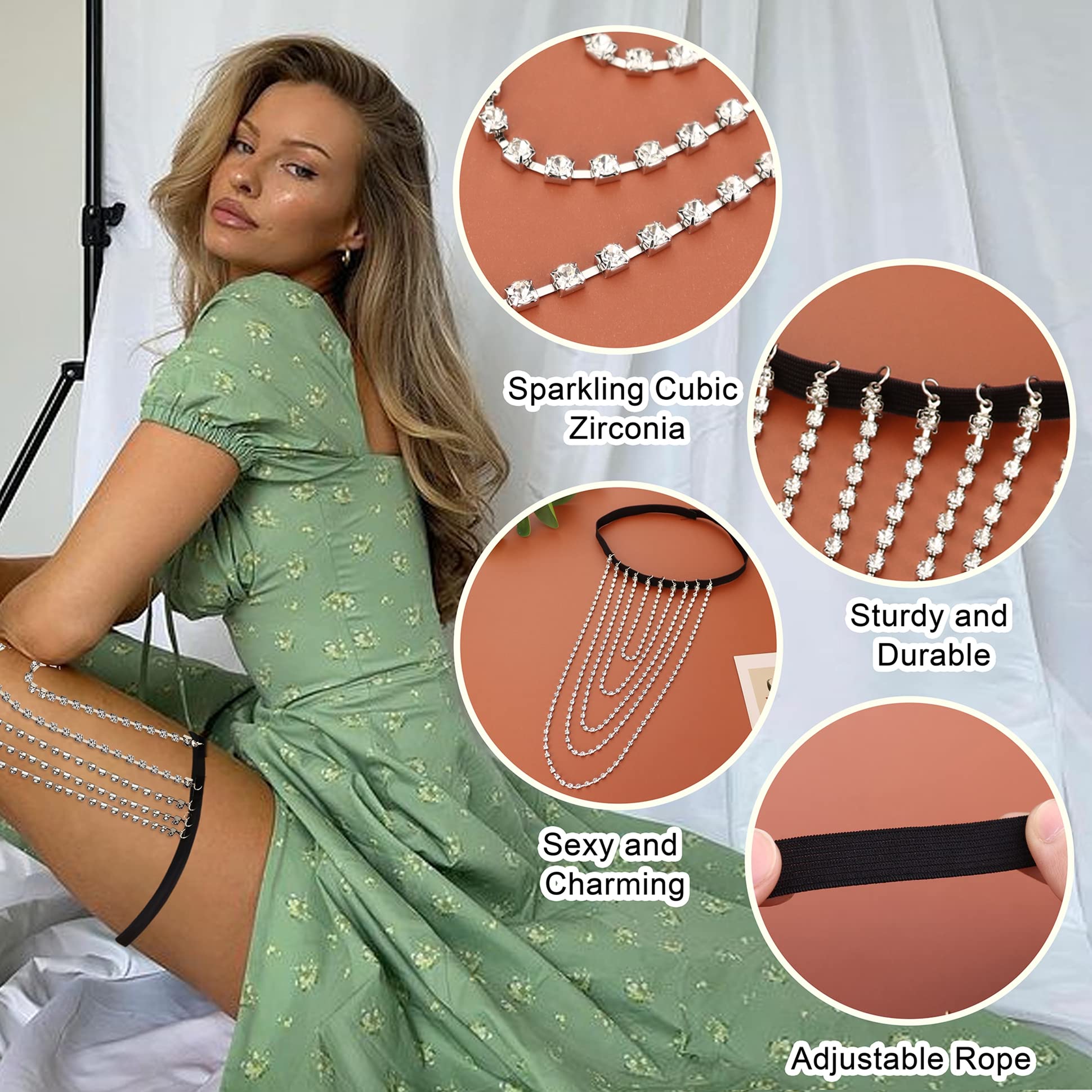 YADOCA 4 Pcs Thigh Chain Leg Chain Jewelry for Women Beach Boho Body Chain Snake Thigh Jewelry Gold Silver Tone