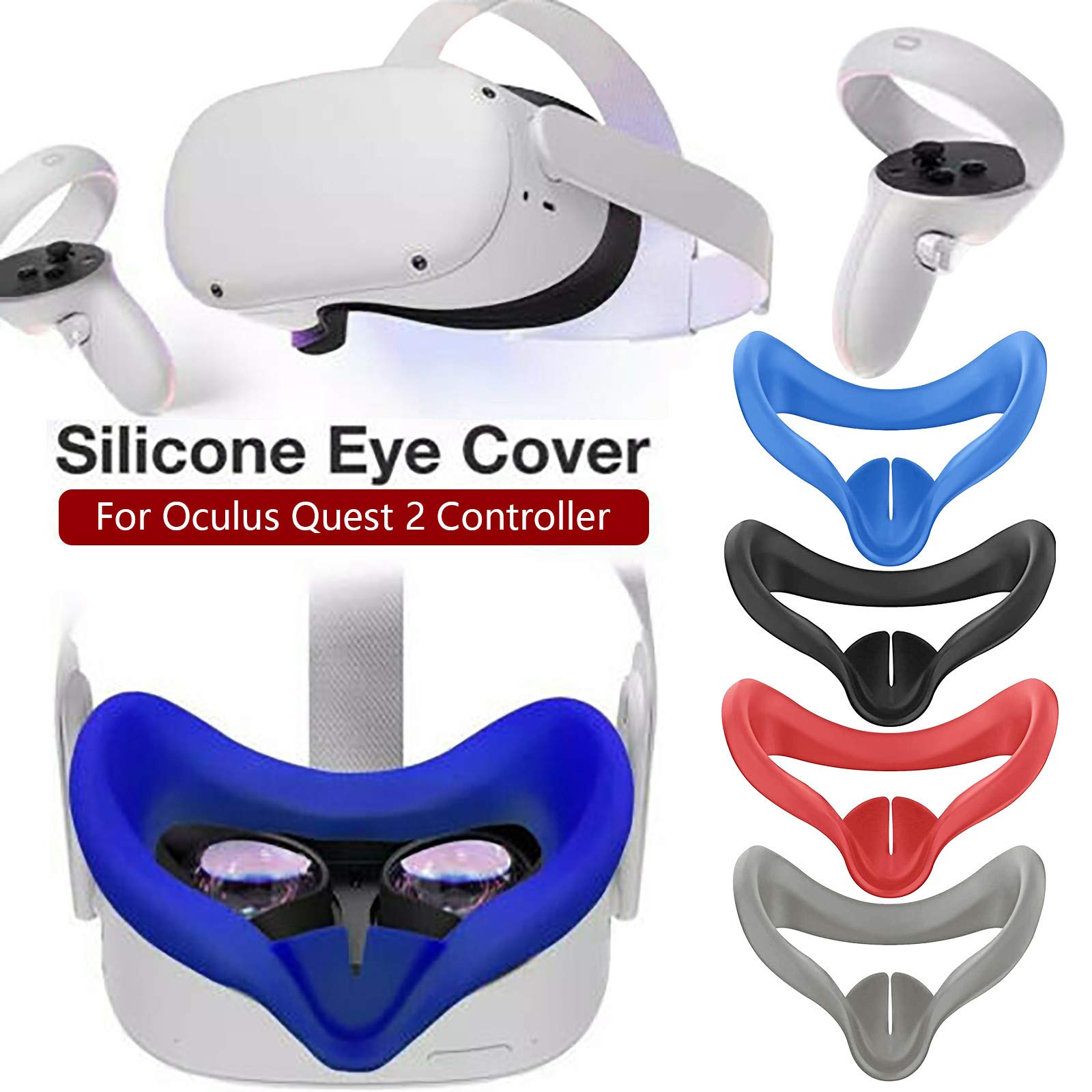Zerlibeaful Eye Scratch for Skin 2 Lens Case Oculus Pad Cover Quest Silicone Sports Safety Belts for Lifting People (Blue,Black,Red,Gray, One Size)