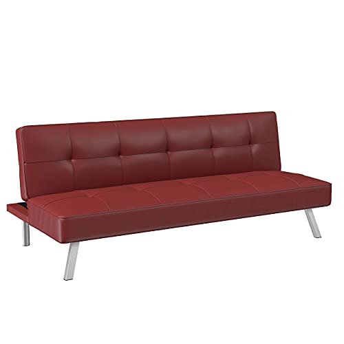 Serta Rane Vegan Leather Futon, Red