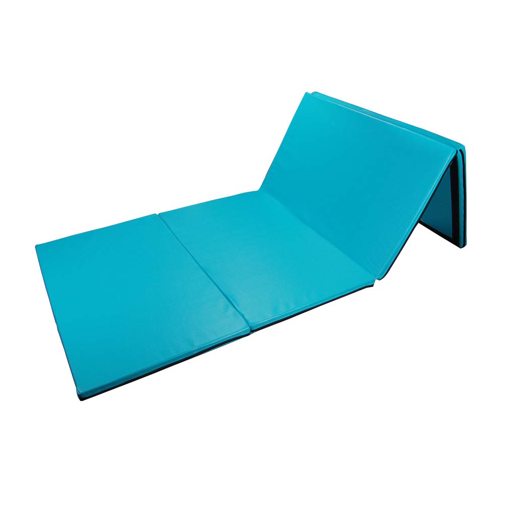 Polar Aurora 4'x8'x2 Thick Folding Panel Gymnastics Gym Exercise Aerobics Mats Stretching Fitness Yoga (Blue-green)