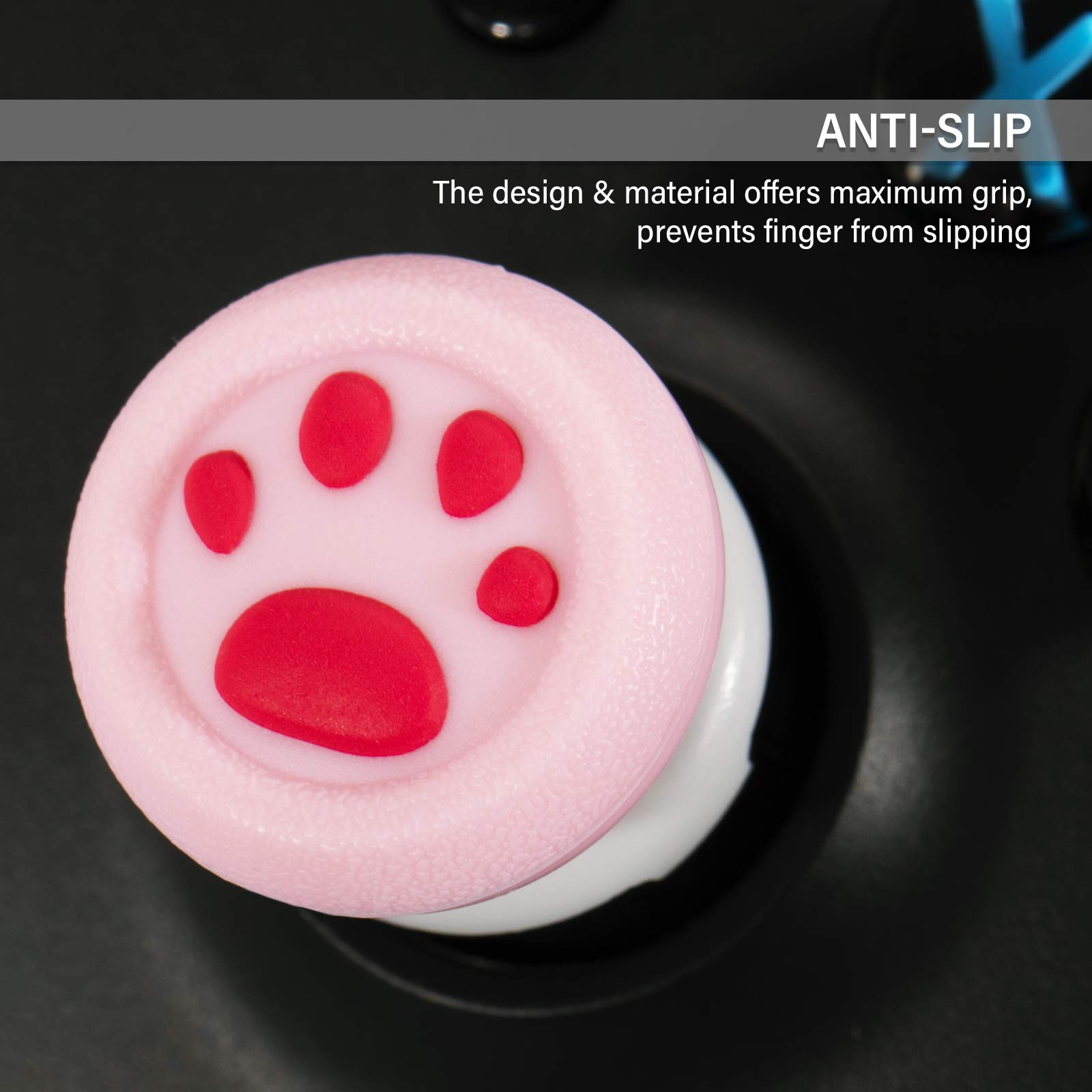 Playrealm FPS Thumbstick Extender & 3D Texture Rubber Silicone Grip Cover 2 Sets for Xbox Series X/S & Xbox One Controller(Cat Paw Coral)