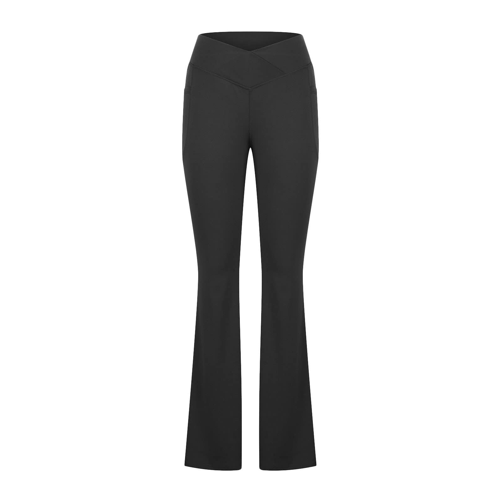Womens Casual Bootcut Yoga Pants, Bell Bottom Jazz Palazzo Non See Through Stretch Sports Sweatpants Black Small