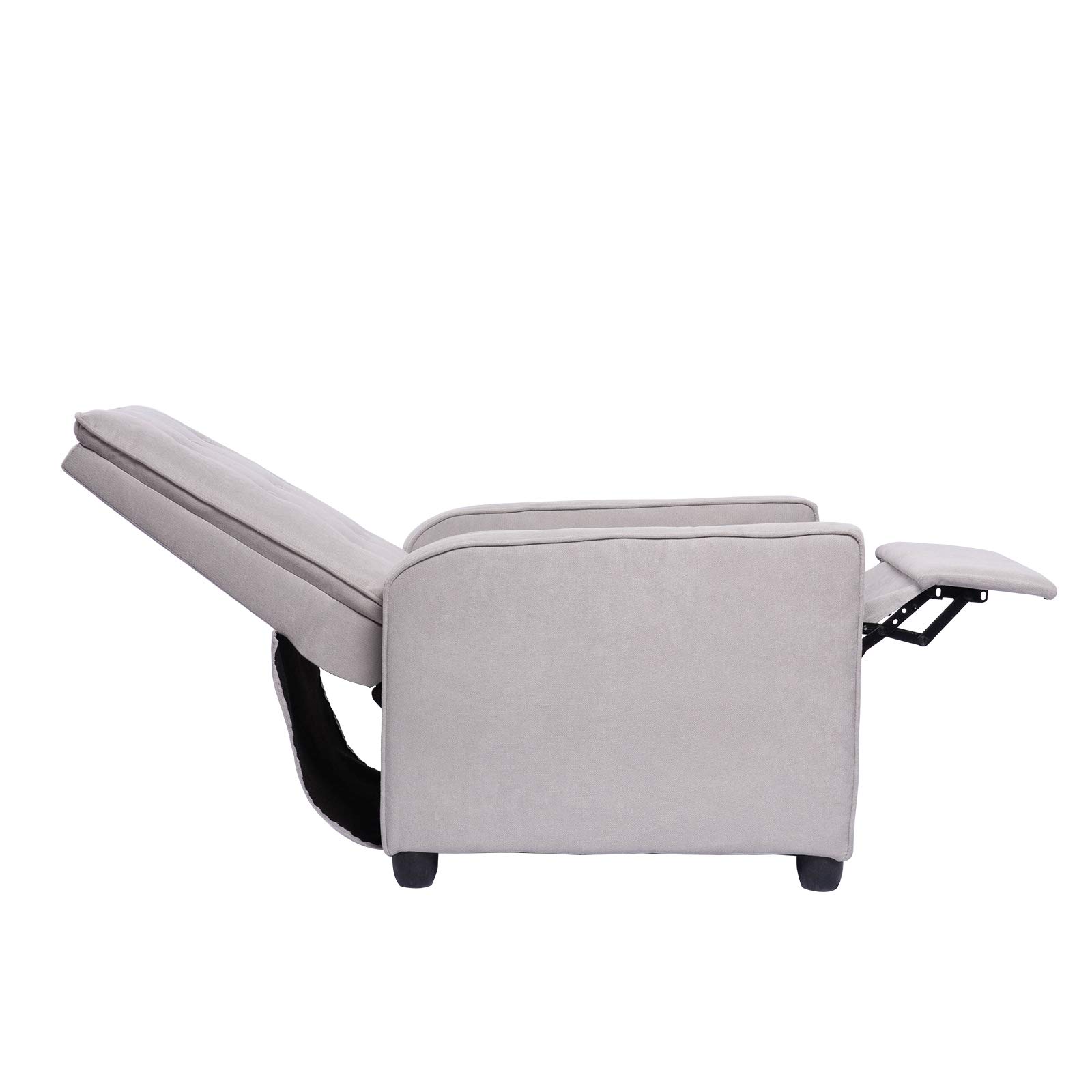 Polar Aurora Mid-Century Modern Push Back Recliner Chair Fabric Accent Arm Chair Ergonomic Lounge for Living Room(Light Grey)