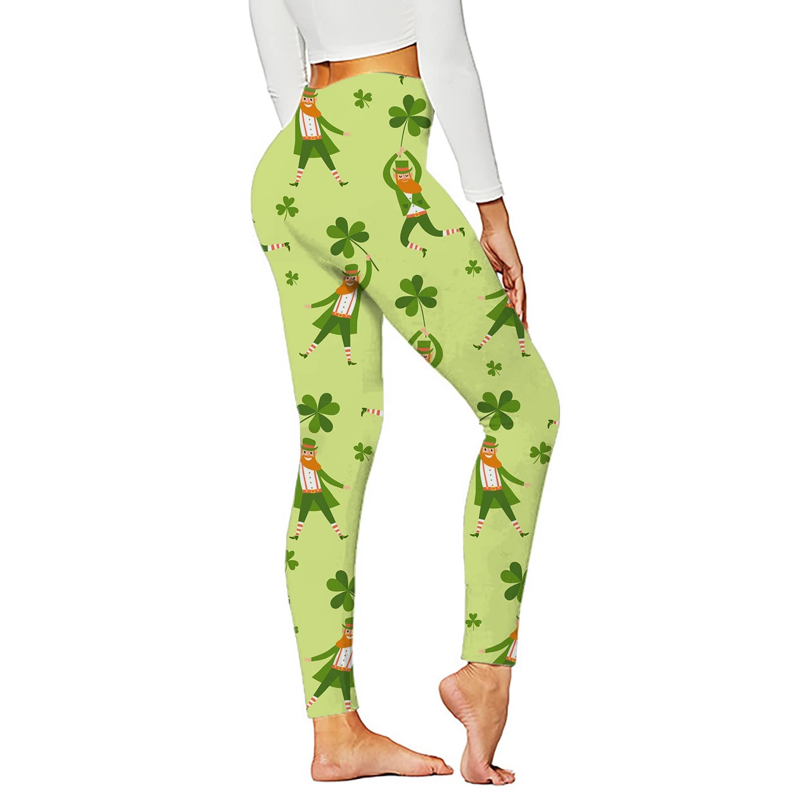 St. Paddy's Day Butt Lift Leggings Clover Irish Clover Ultra Soft Colorful Tights Clover Good Luck Butt Lifting